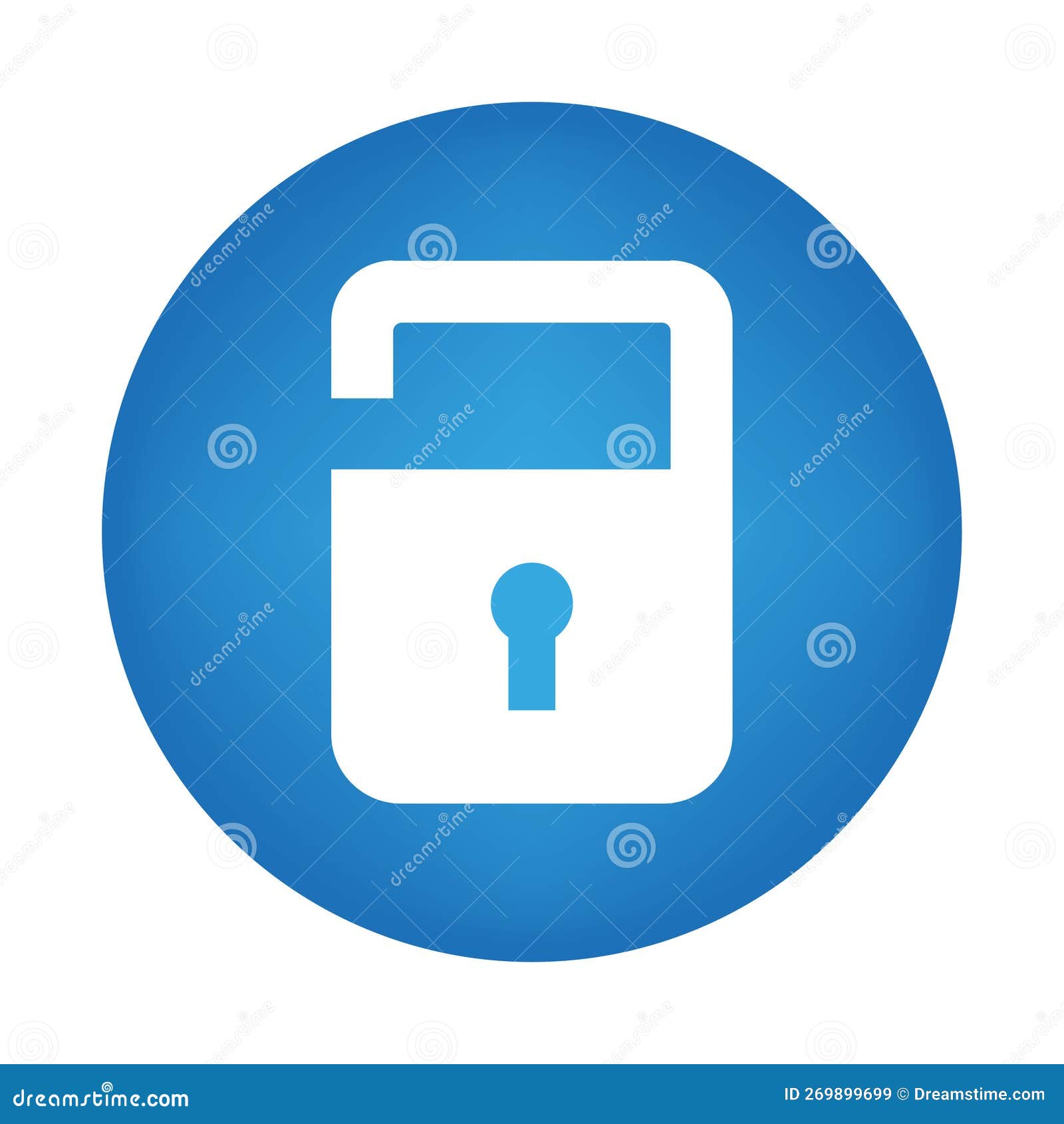 Open Blue Circle Lock. Computer Technology Concept. Cyber Security ...