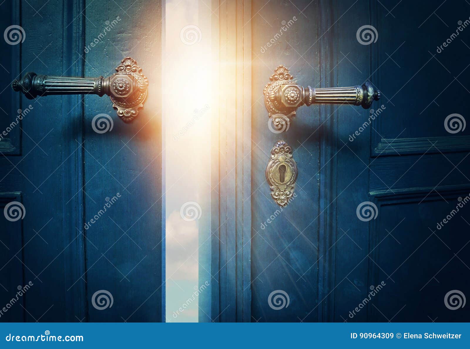 Open blue door stock image. Image of believe, tale, road - 90964309