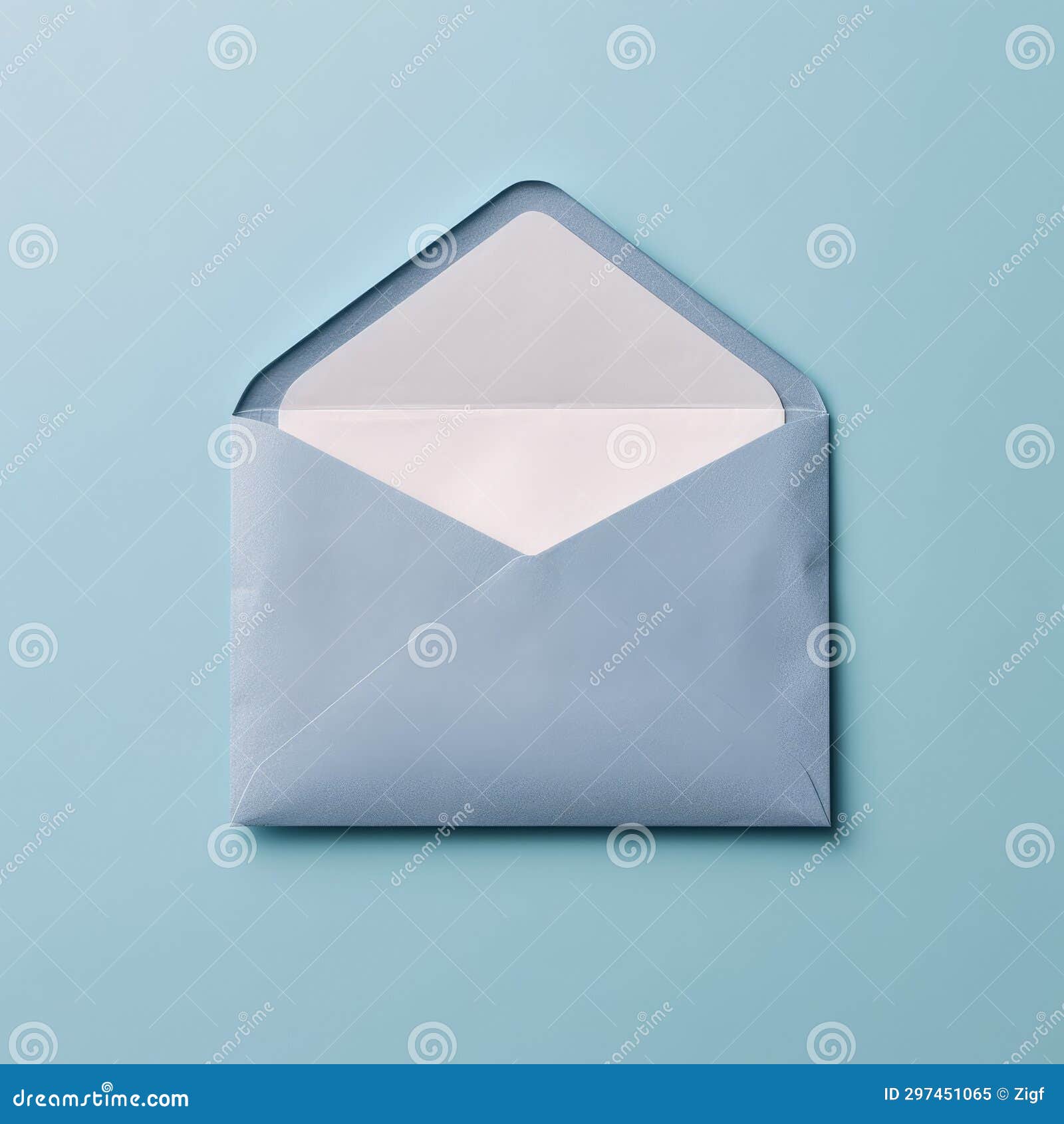 Open Blue Envelope Lies on Purple Background. the Envelope is Empty ...