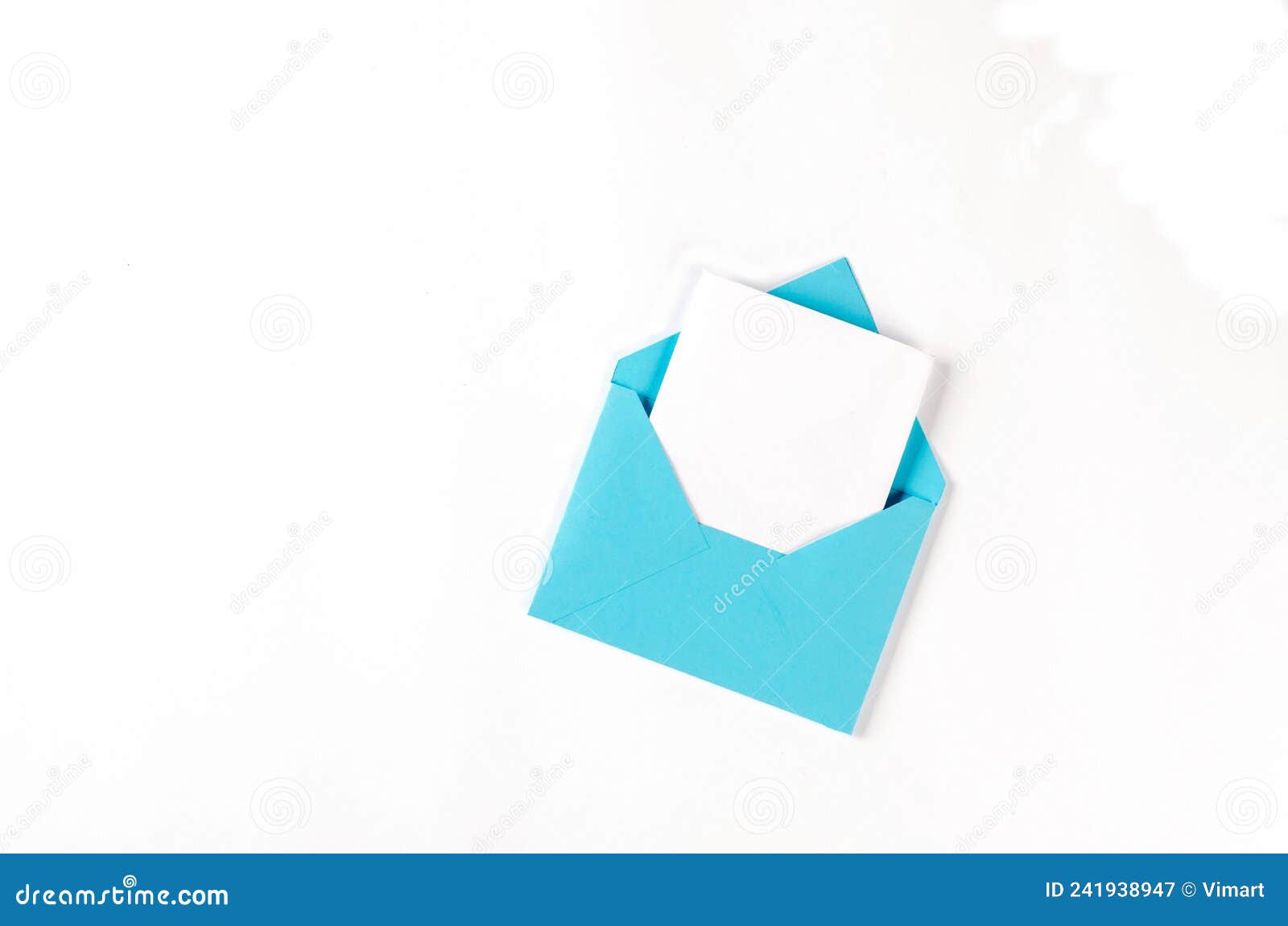 Open Blue Envelope with Paper Sheet Stock Image - Image of background ...
