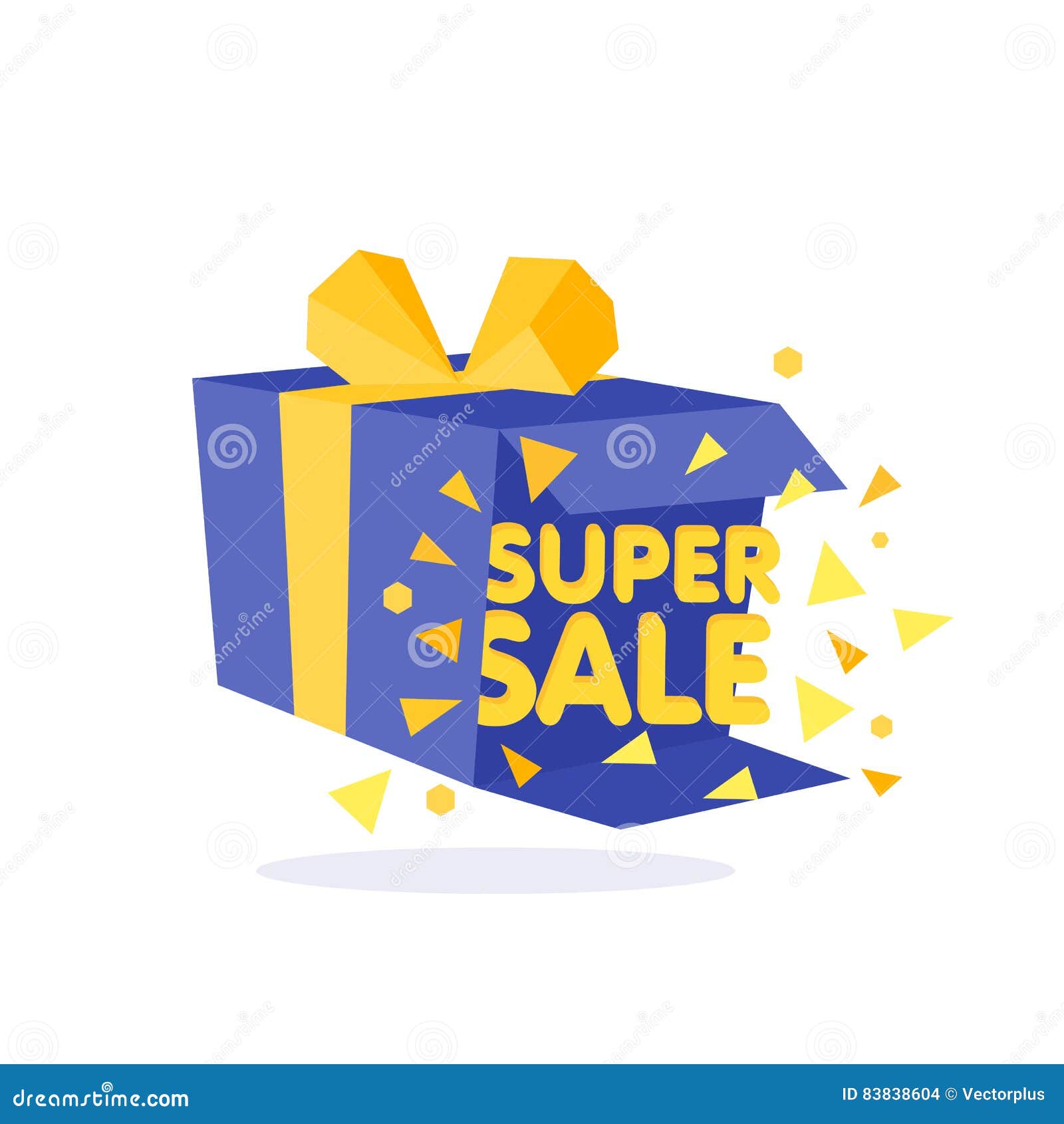 Open Blue Gift Box and Confetti. Sale Background Stock Illustration ...