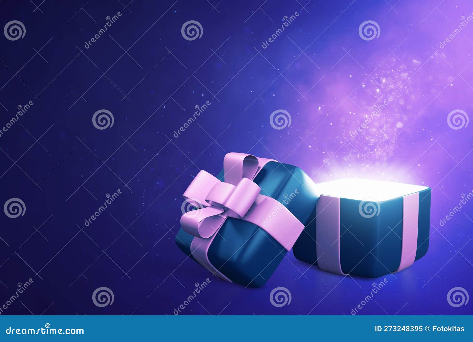 Open Blue Gift Box on 3d Illustrations Stock Illustration ...