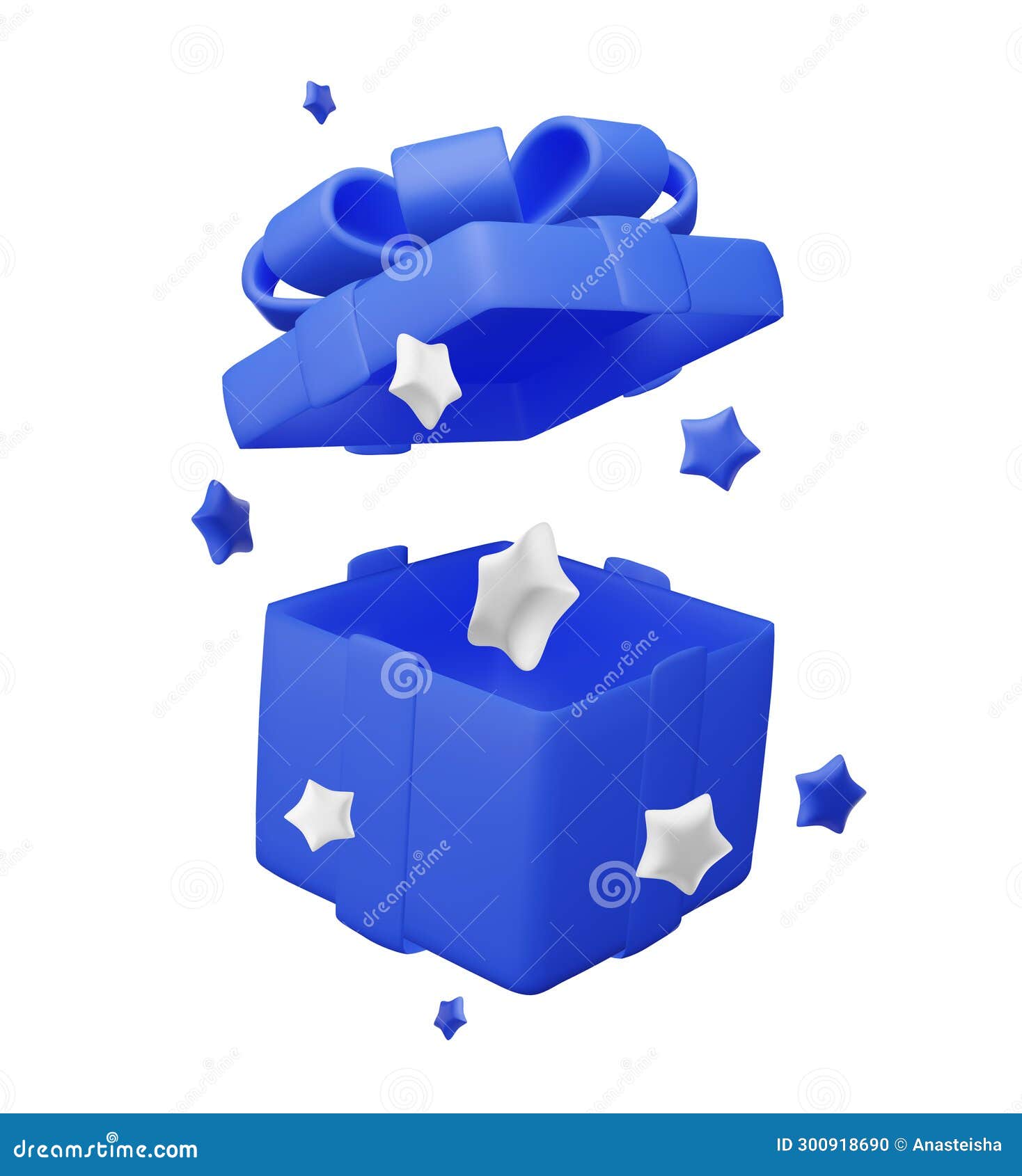Open Blue Gift Box with Star. Enter To Win Prizes. Vector Illustration ...