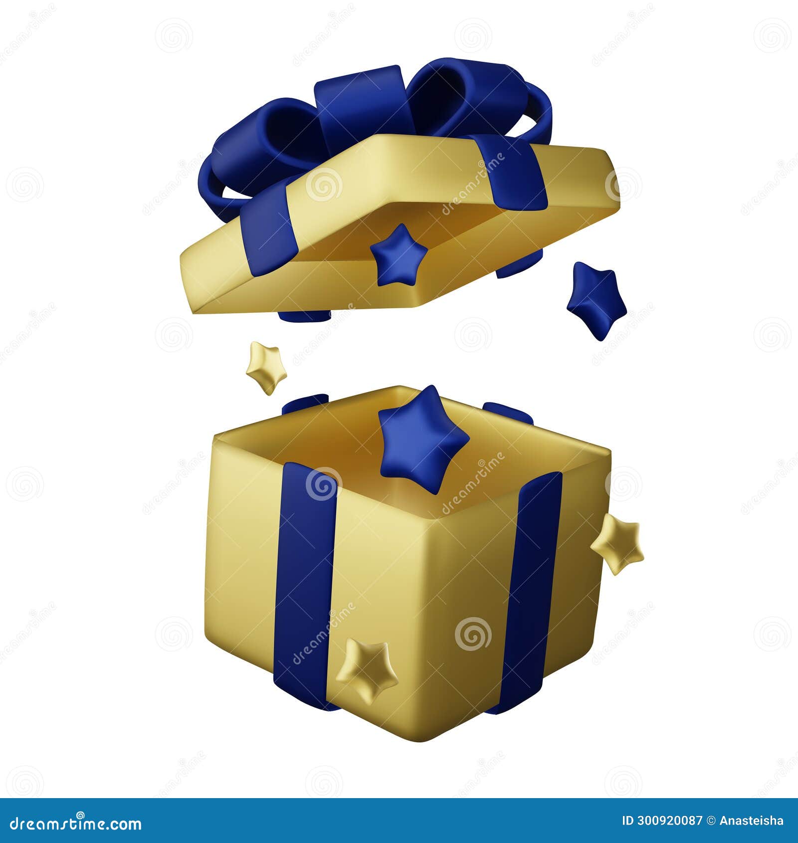 Open Blue Gift Box with Star. Enter To Win Prizes. Vector Illustration ...