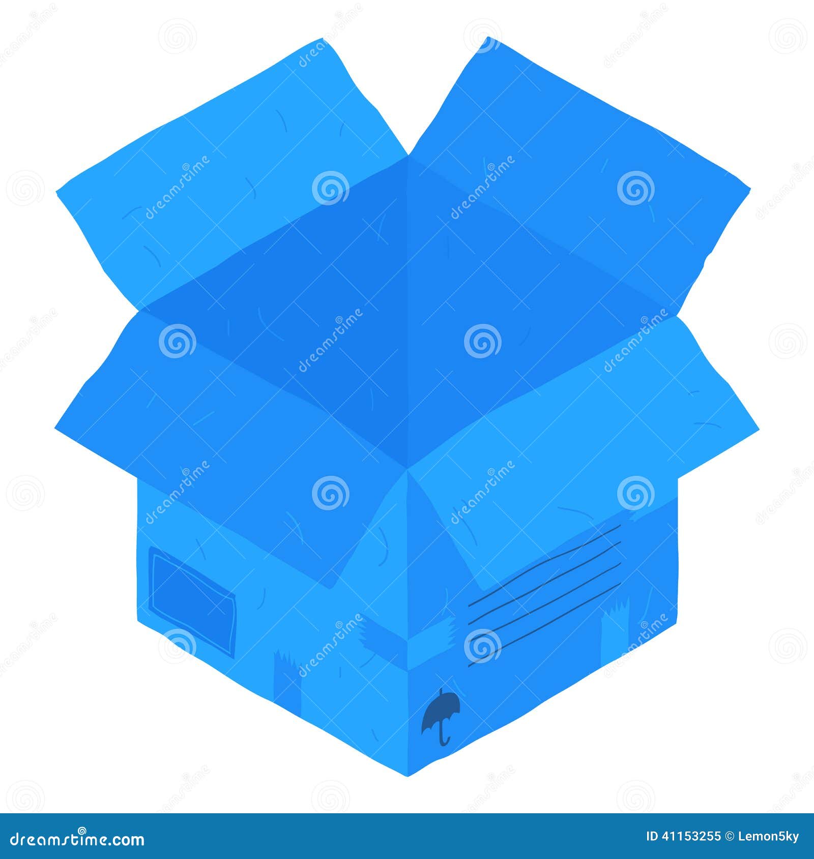 Open Blue Isometric Carton Package Box. Stock Vector - Illustration of ...