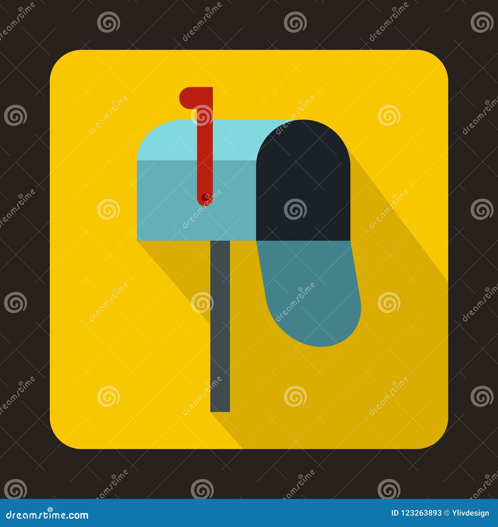 Open Blue Mailbox Icon in Flat Style Stock Illustration - Illustration ...