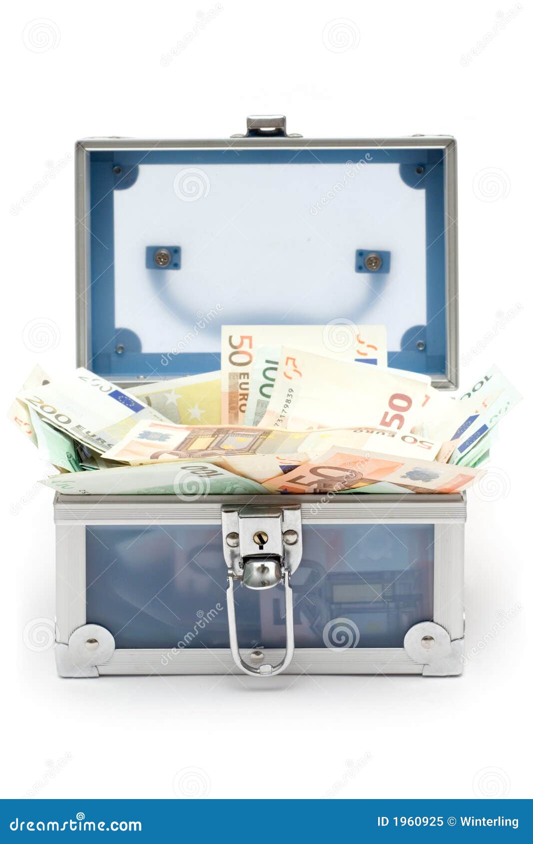 Open Blue Money Chest stock image. Image of commerce, currencies - 1960925