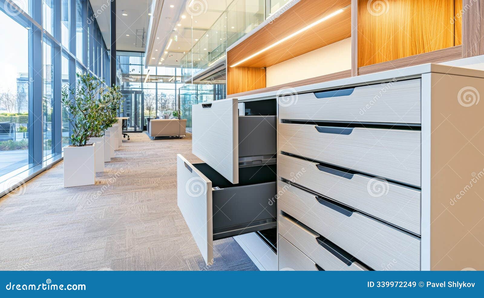 Open Blue Orange Drawers of Filing Cabinets for Storing Data, Archives ...
