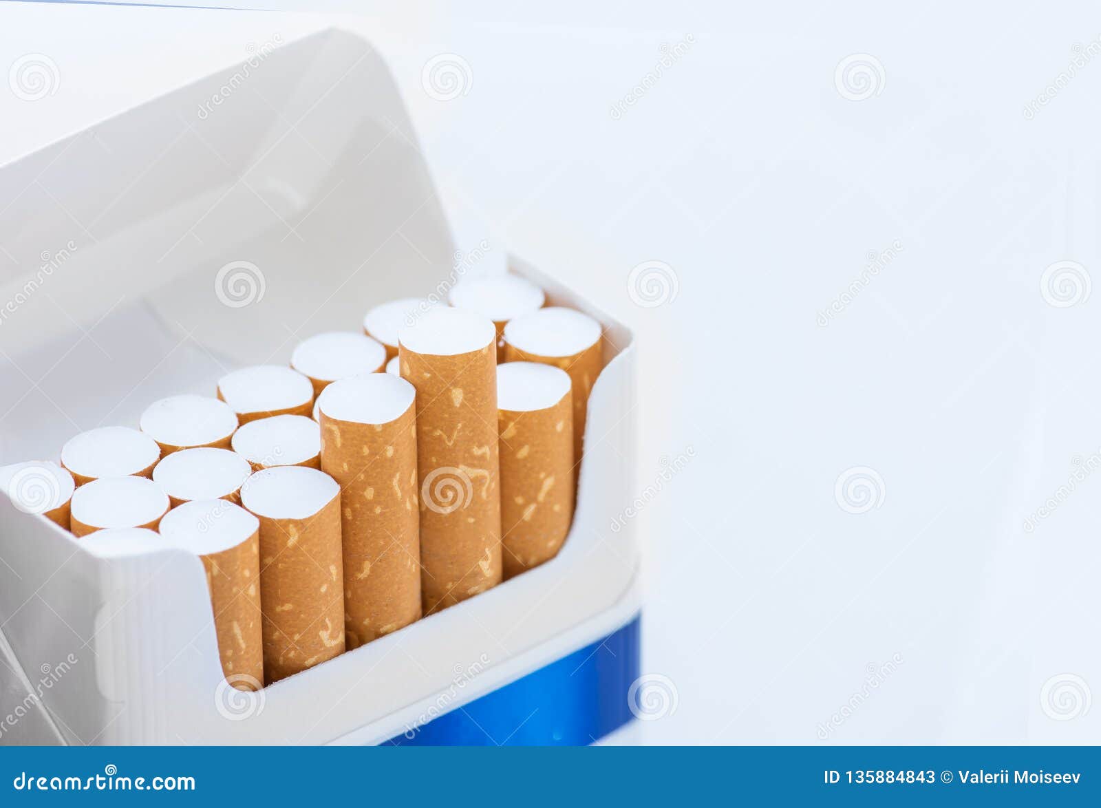 Open Blue Pack of Cigarettes on White Stock Image - Image of habit ...