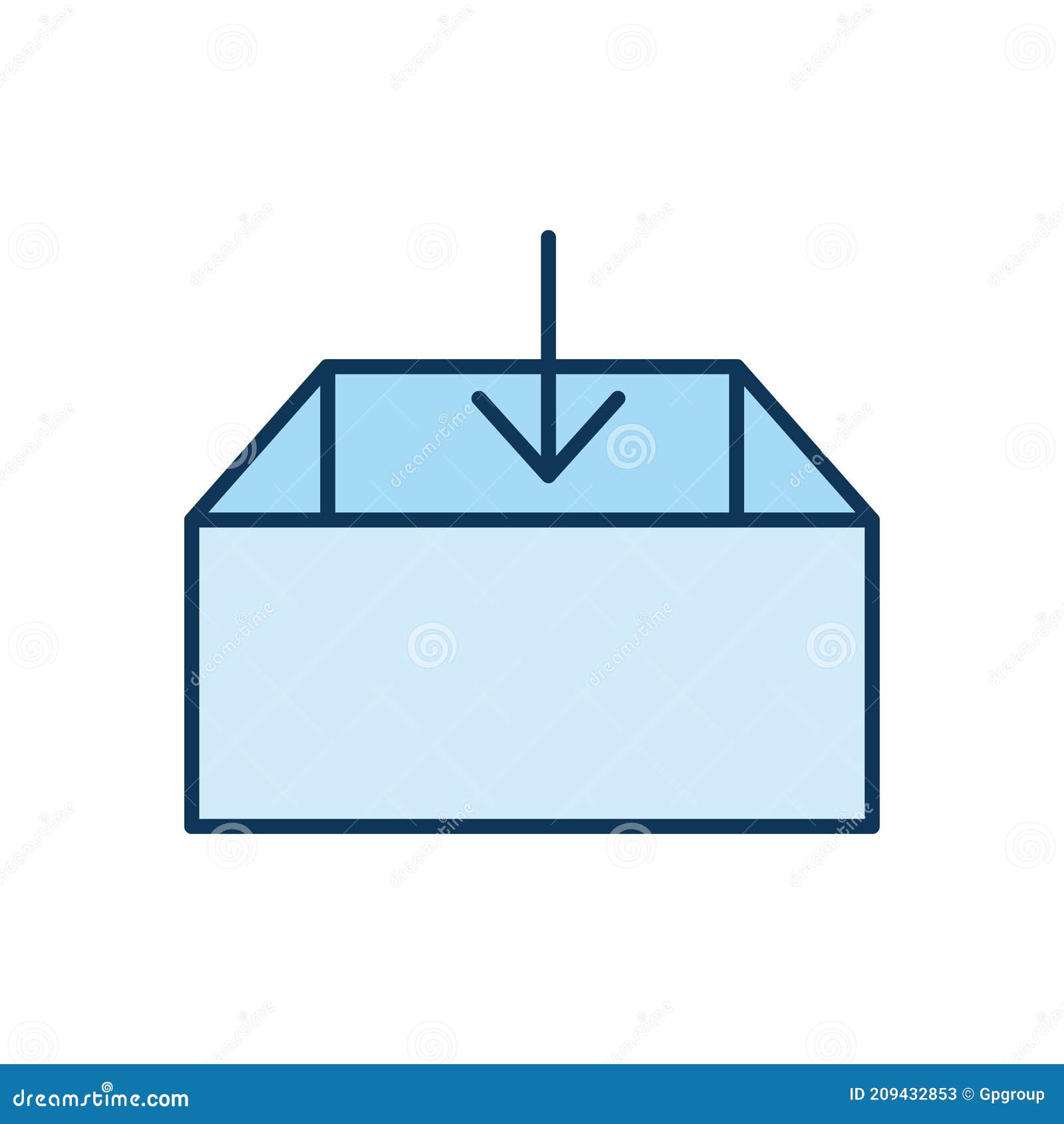 Open Blue Packing Box with One Arrow Stock Vector - Illustration of ...