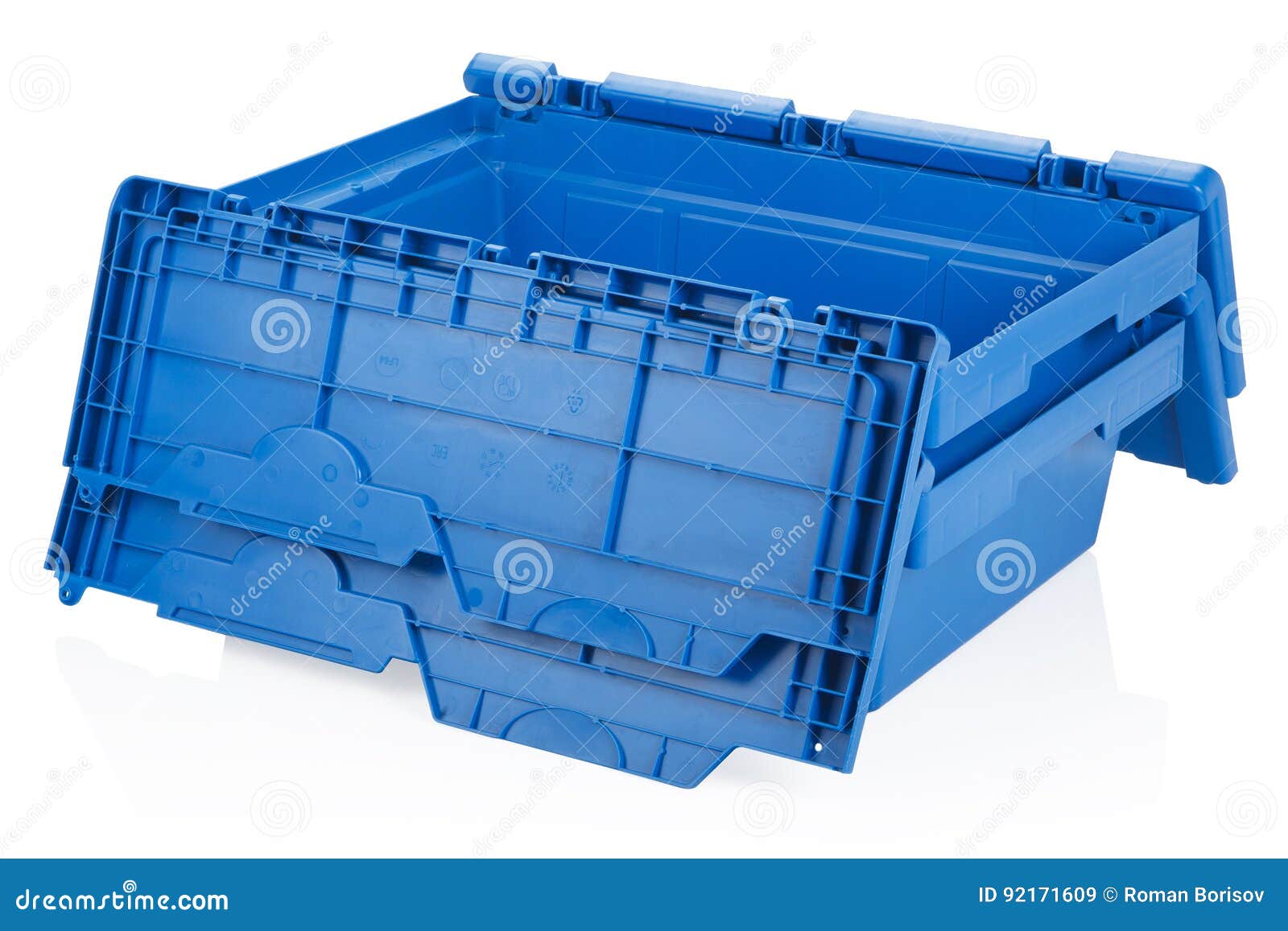 Open Blue Plastic Box Packaging. Stock Image - Image of background ...