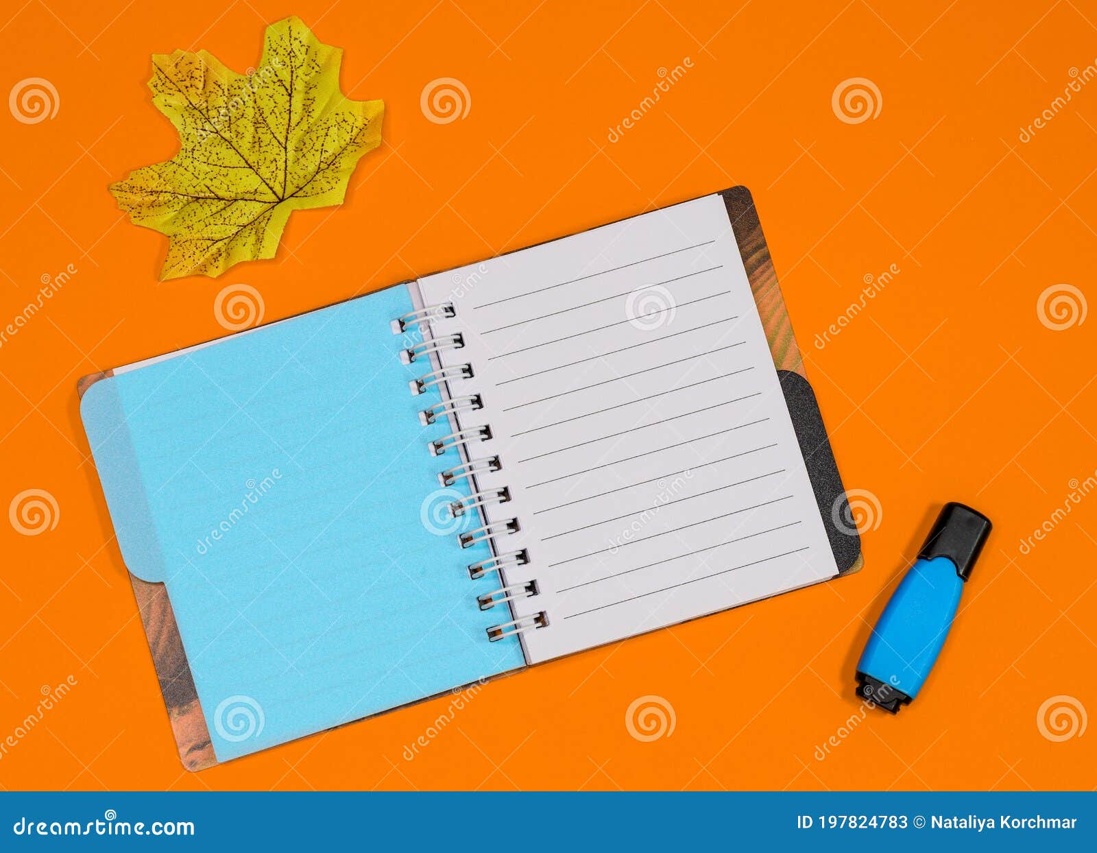 Notepad and marker stock image. Image of advertising - 197824783
