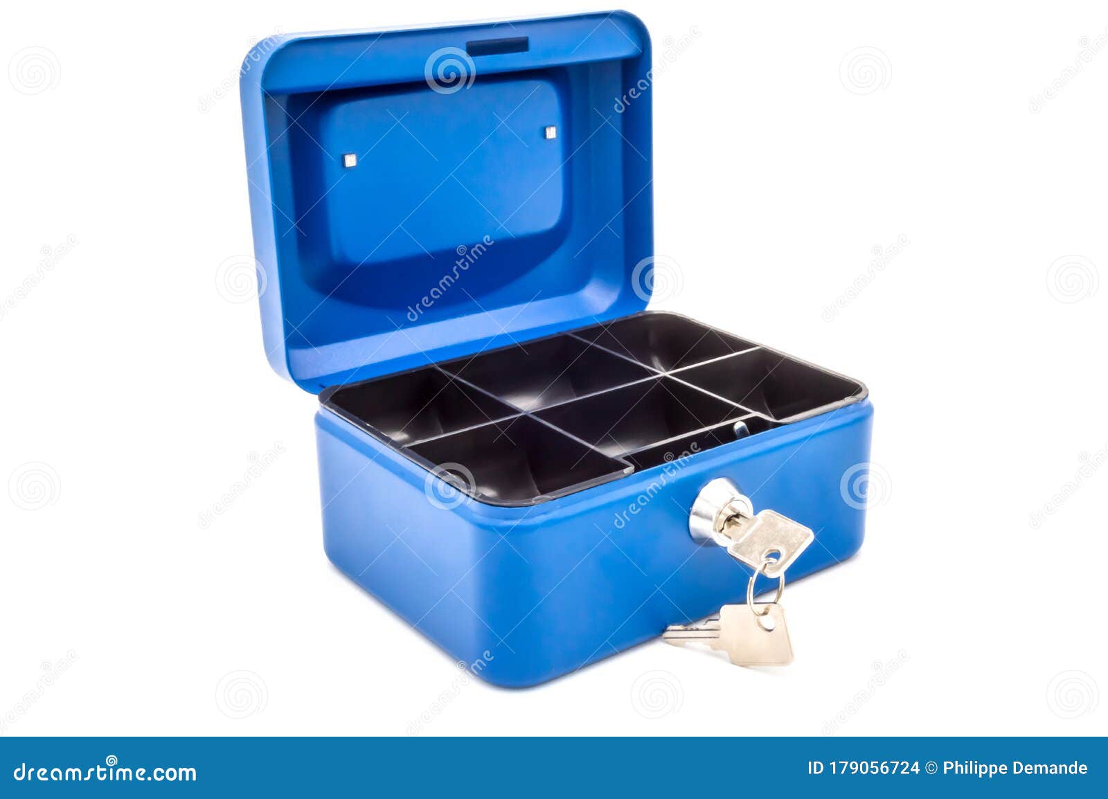 Open blue safe with a key stock photo. Image of empty - 179056724