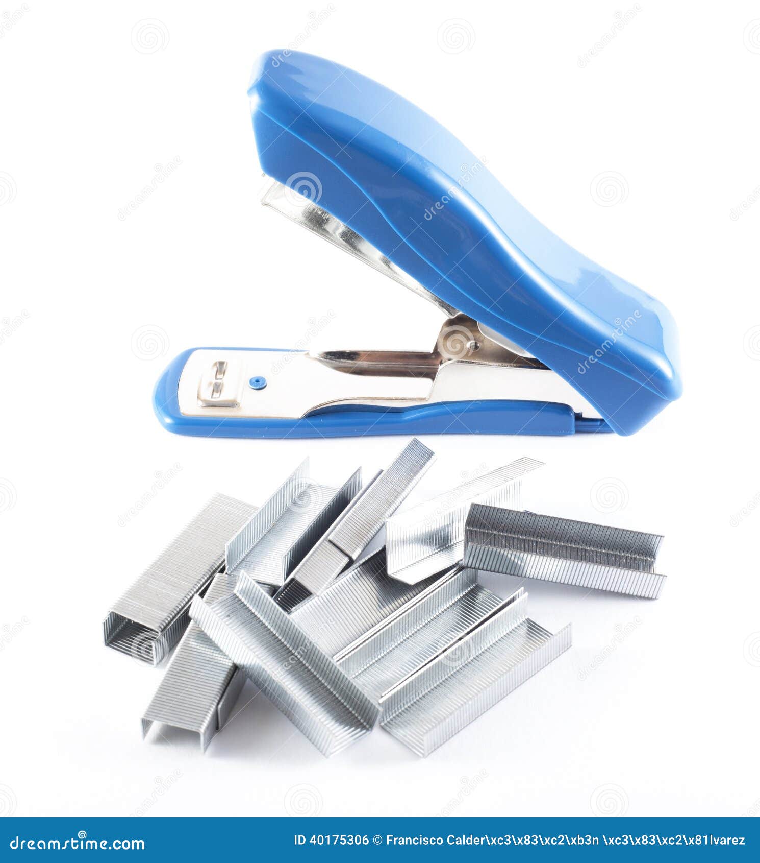 Open Blue Stapler with Staples Stock Photo - Image of office, white ...