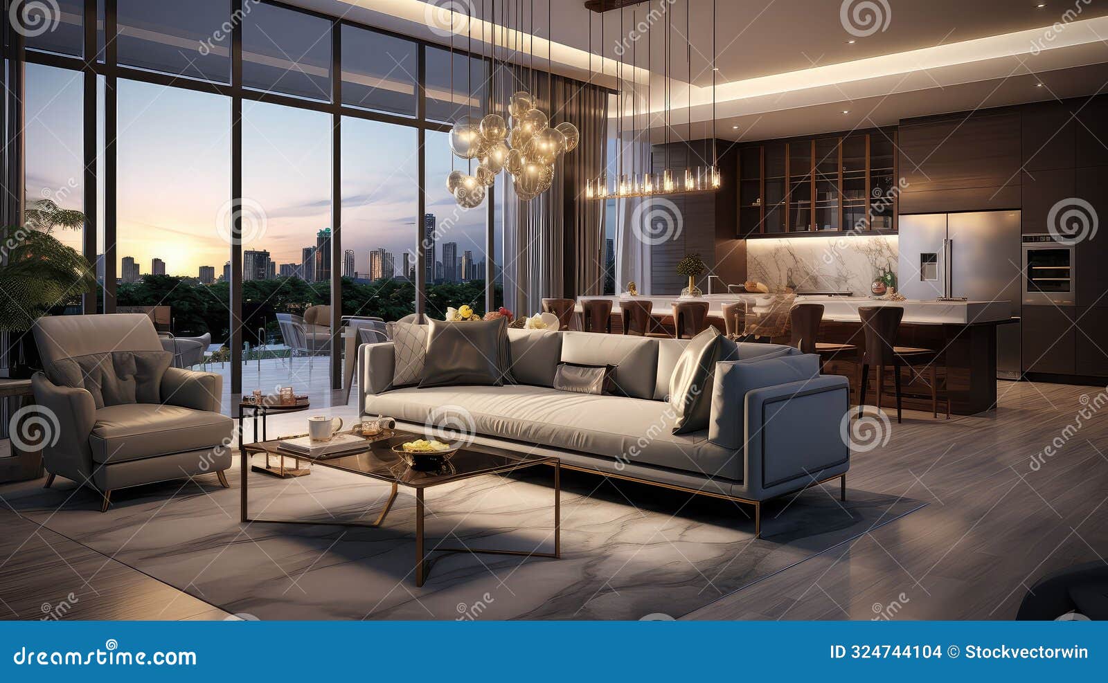 Luxury Condo, With Aluminium Windows And View Of The City Skyline ...