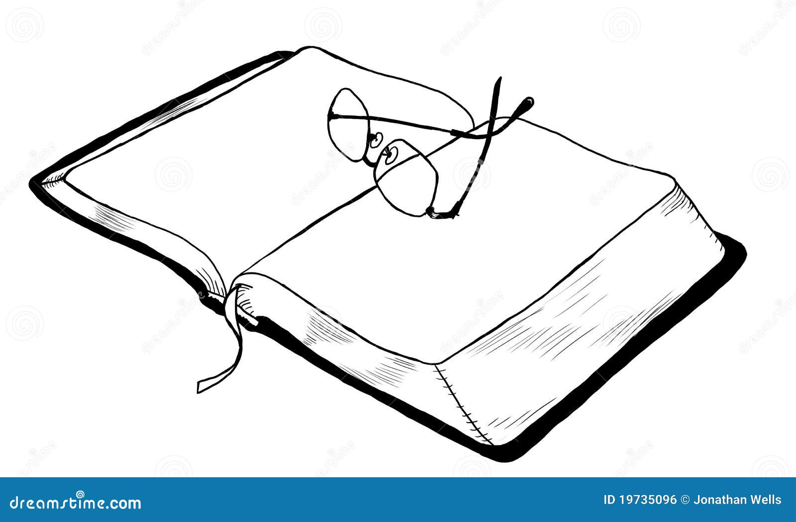 Open Boek met Glazen stock illustratie. Illustration of getrokken ...