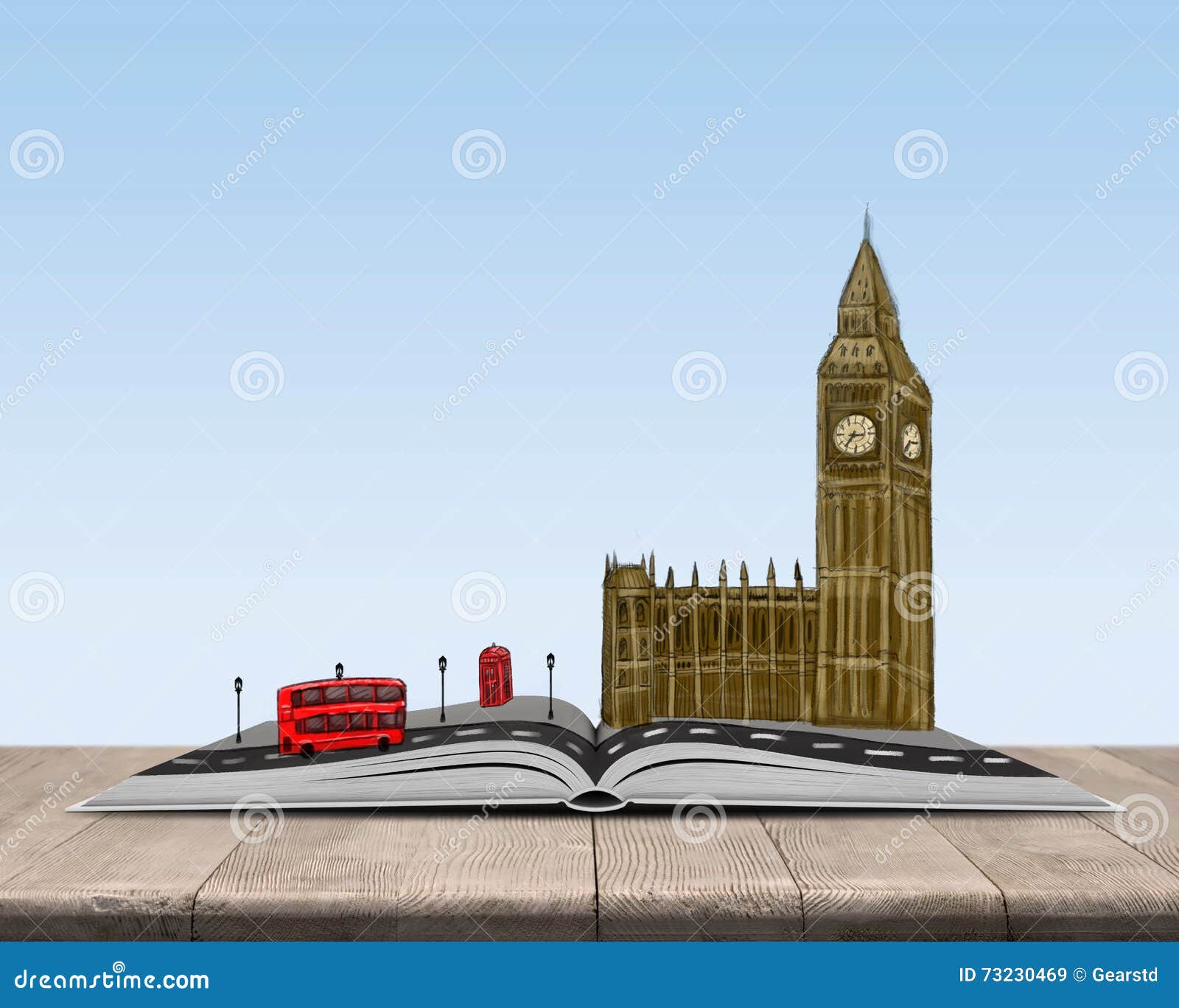 Open Boek Met Schets Van Londen Op Bovenkant Stock Afbeelding - Image ...