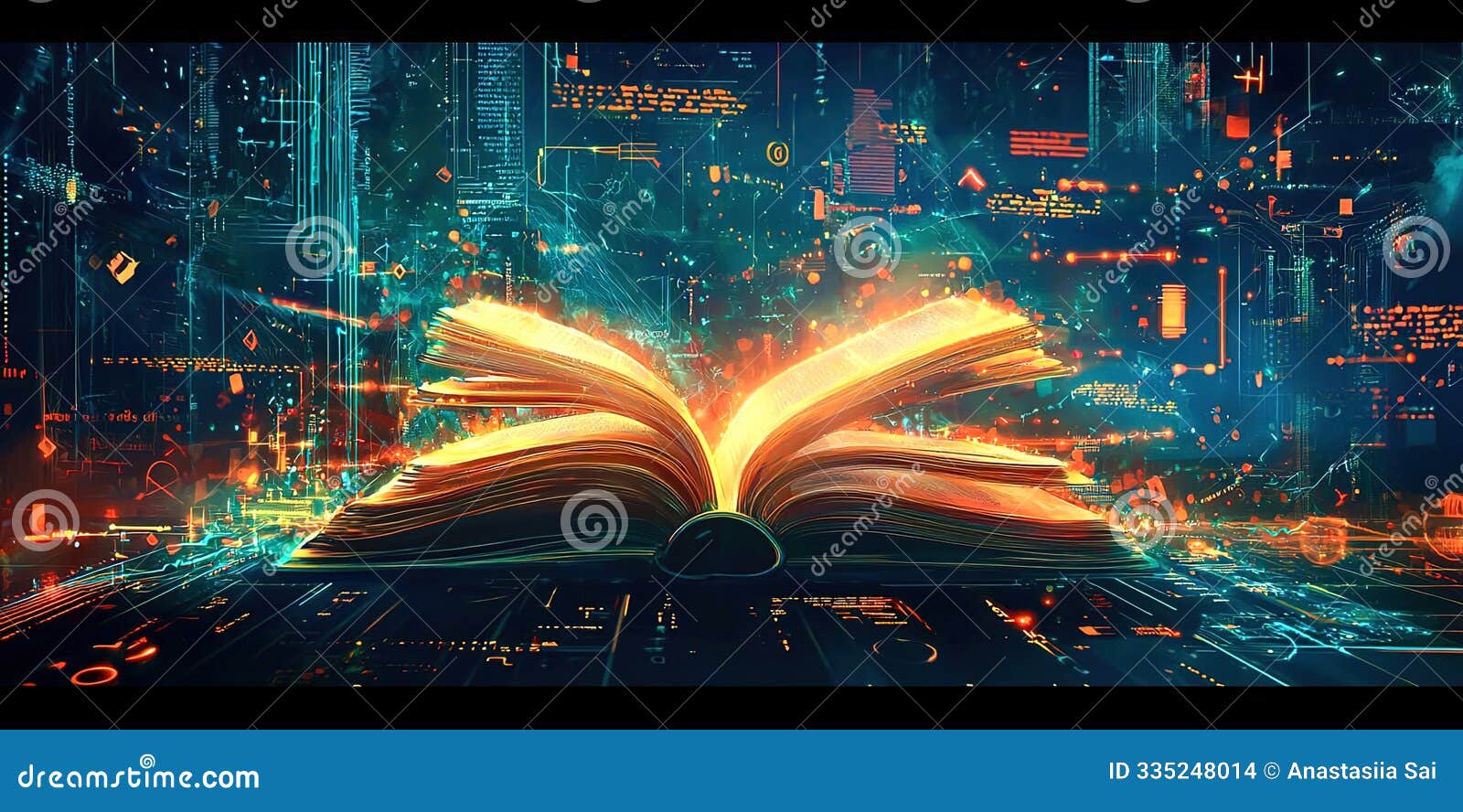 An Open Book on an Abstract Background Stock Illustration ...
