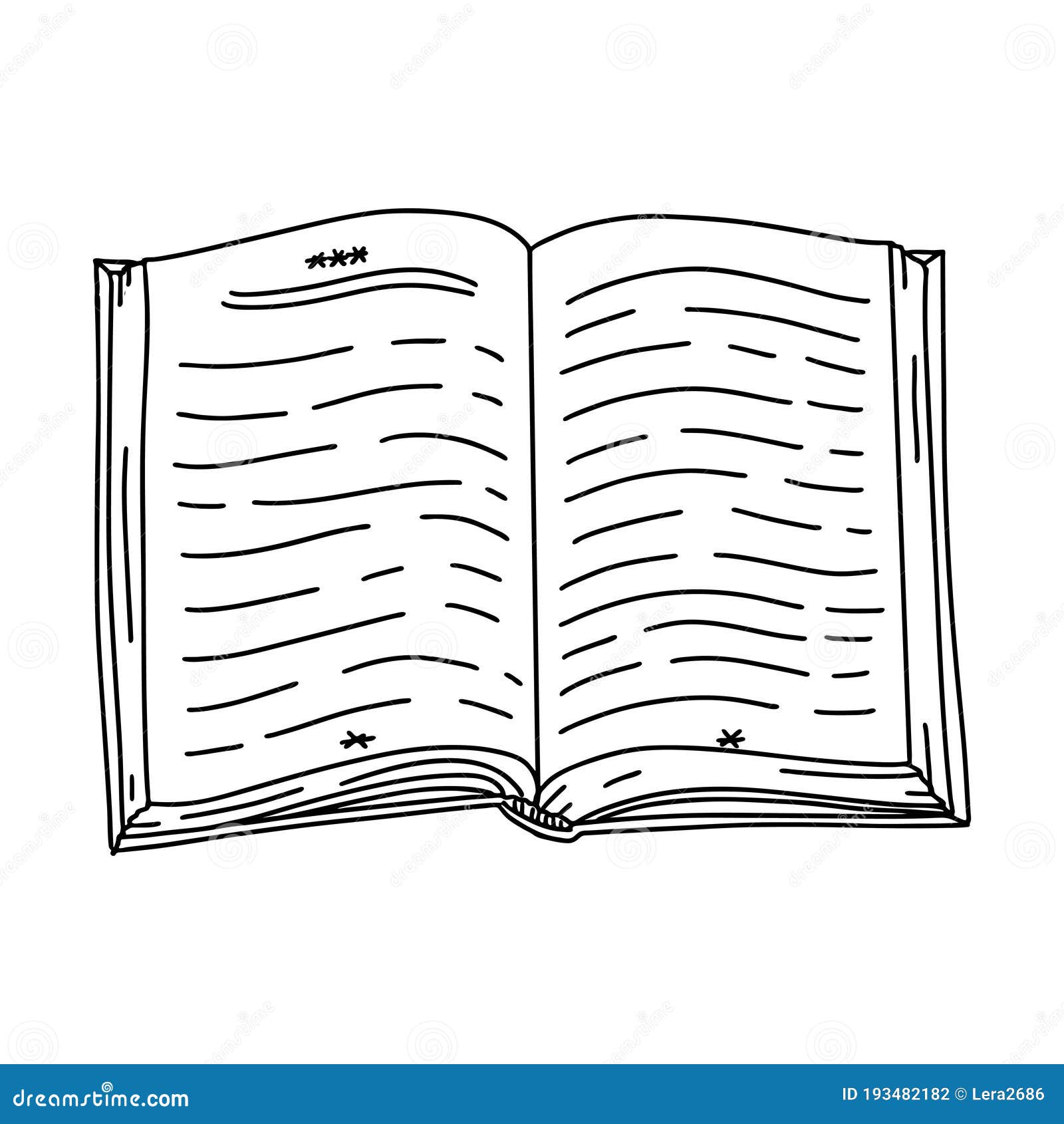 An Open Book with Abstract Text. Doodle Style. the View from the Top ...