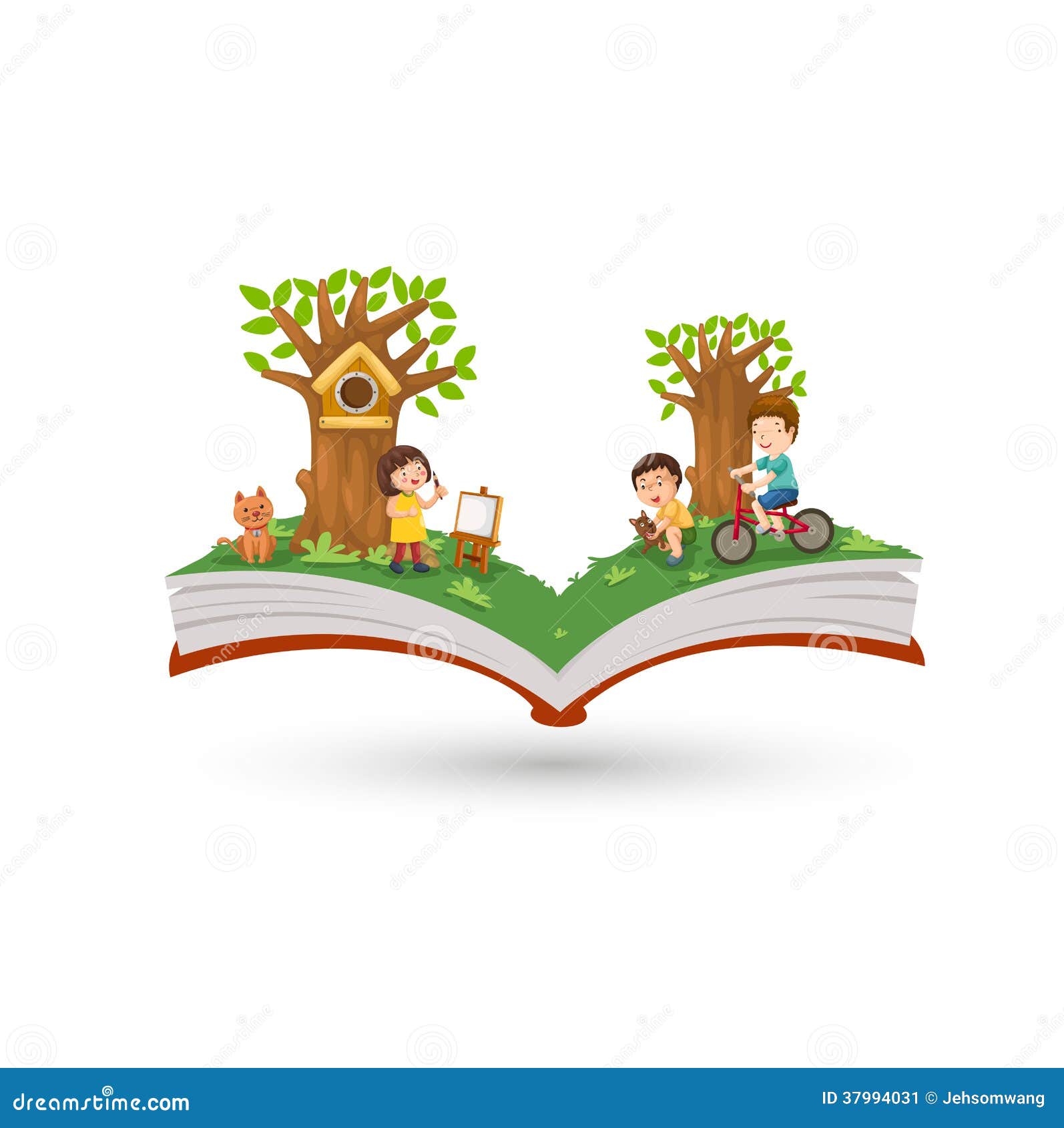 Open book activity in park stock vector. Illustration of people - 37994031