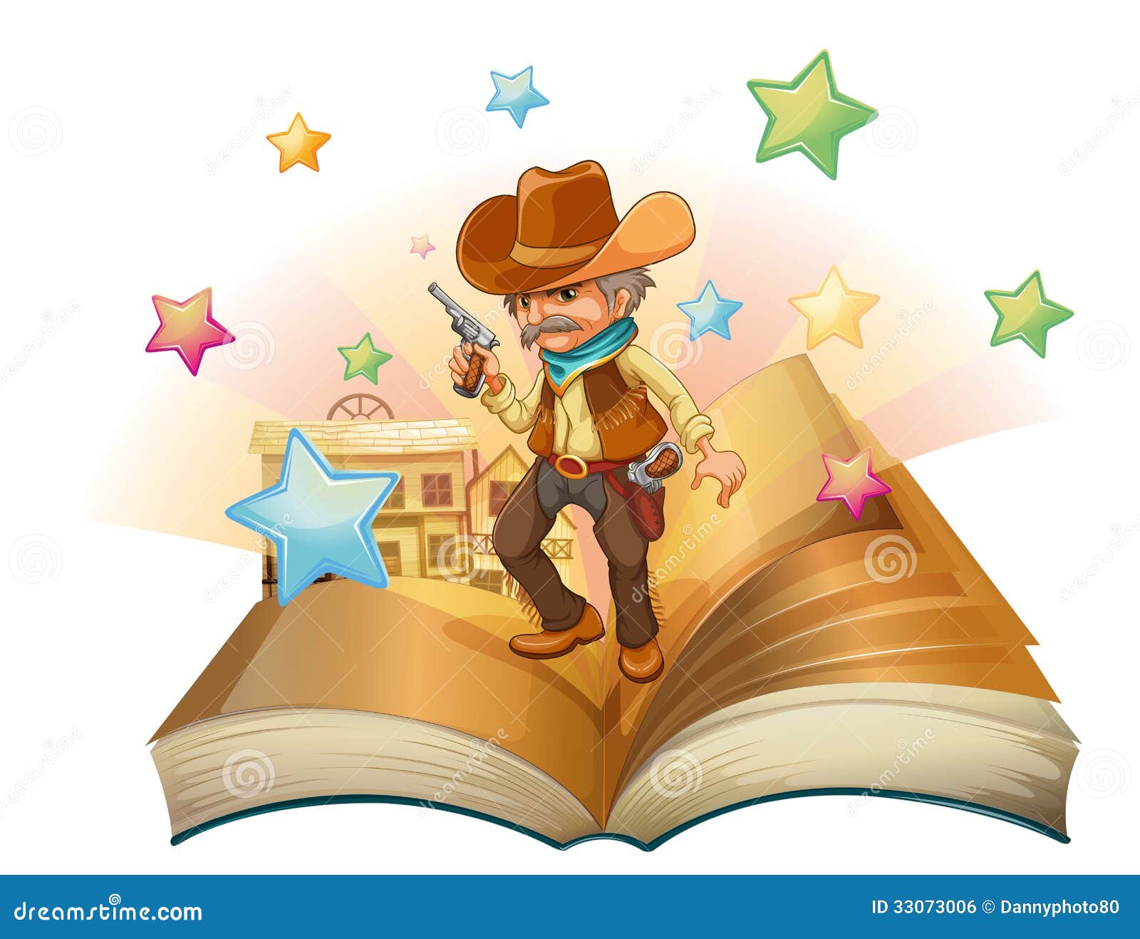 Armed Cowboy In Traditional Clothes, Western Cartoon Character Vector ...