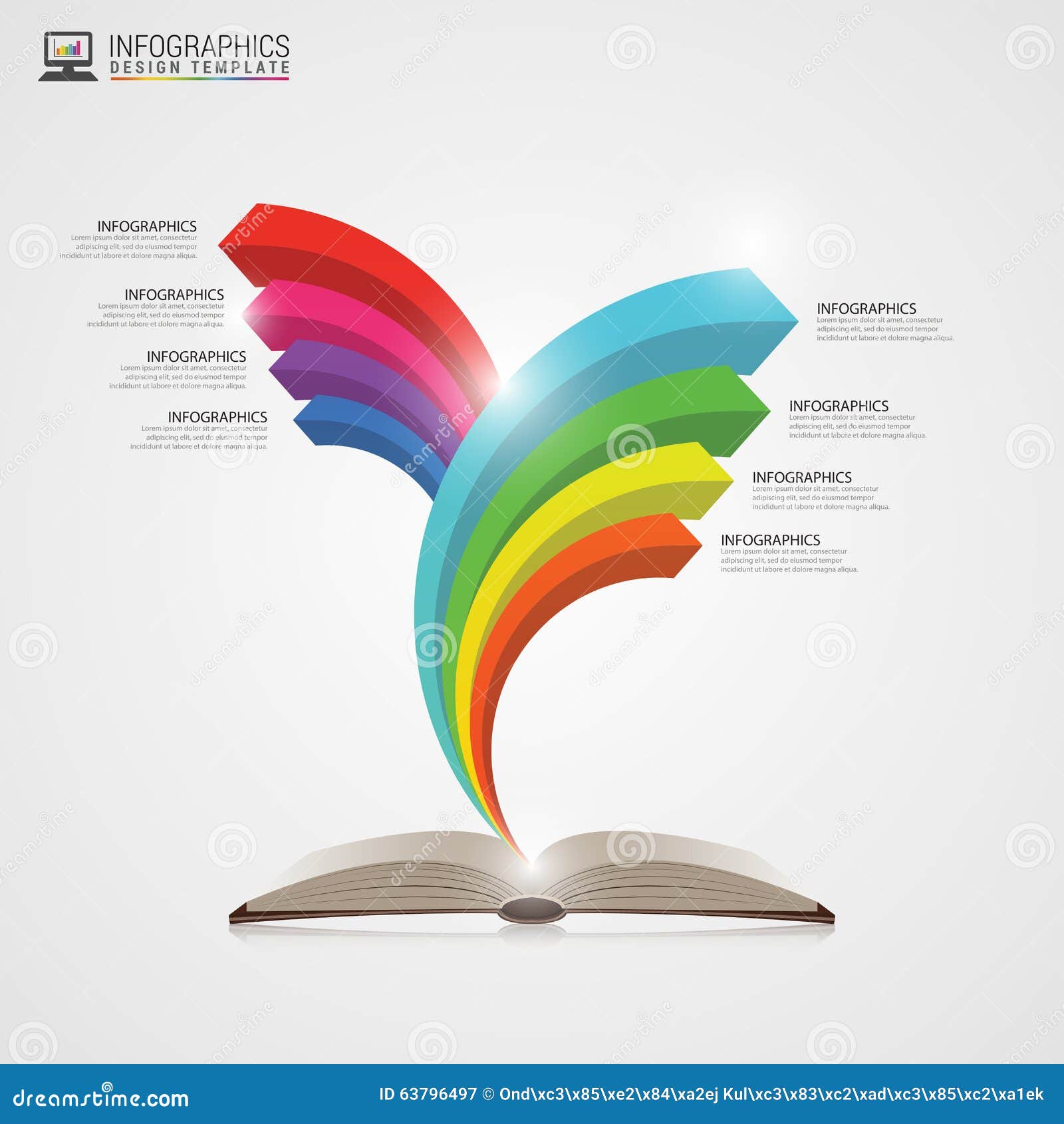 Open Book with Arrows. Infographics Concept Stock Vector - Illustration ...
