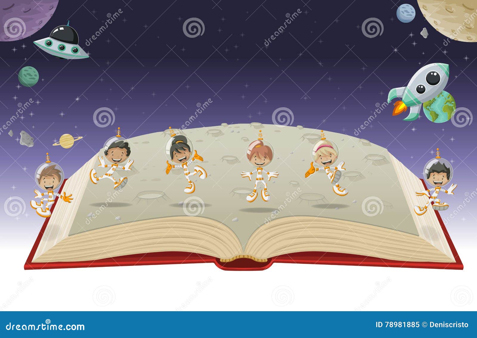 Open Book with Astronaut Cartoon Children Stock Vector - Illustration ... Open Book with Astronaut Cartoon Children Stock Vector - Illustration ...