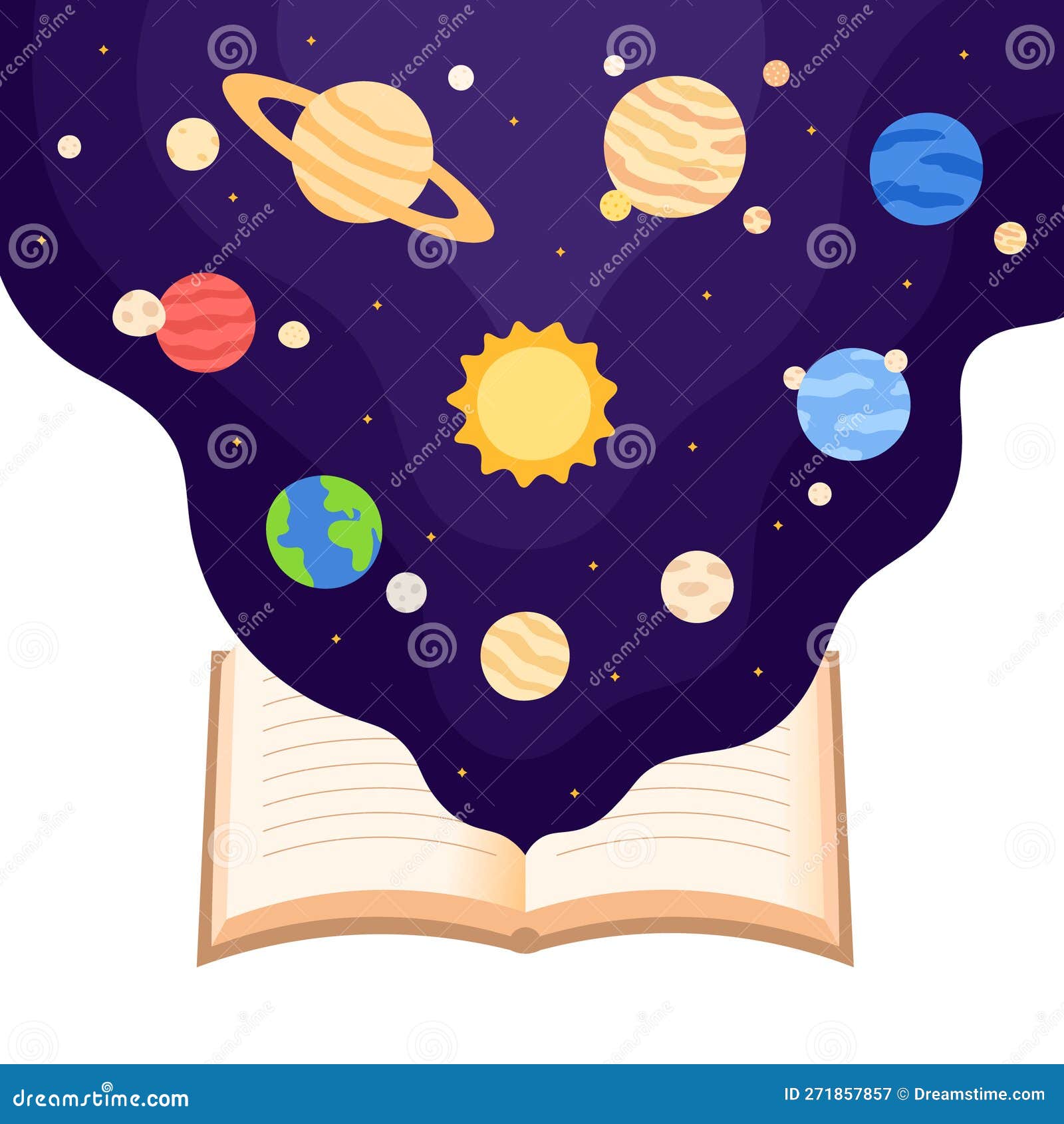 Astronomy Open Book with Solar System Stock Illustration - Illustration ...