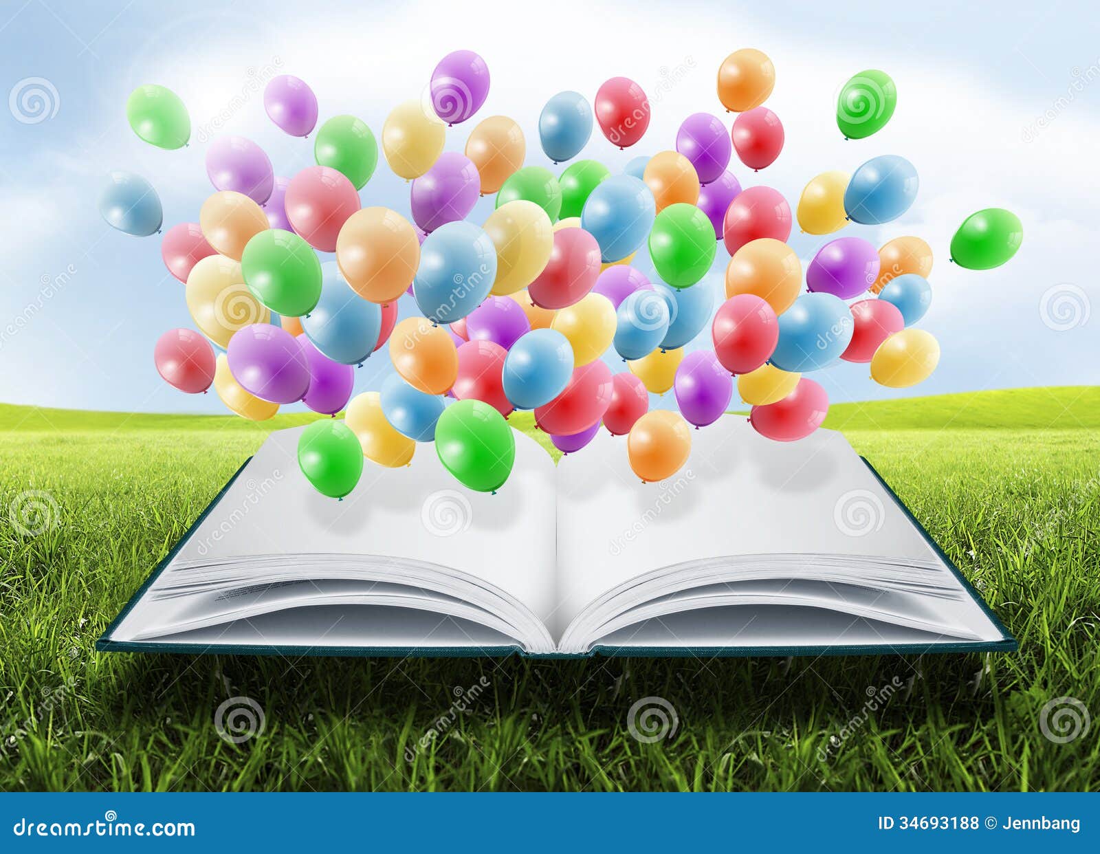 Open book with balloons stock illustration. Illustration of happy ...
