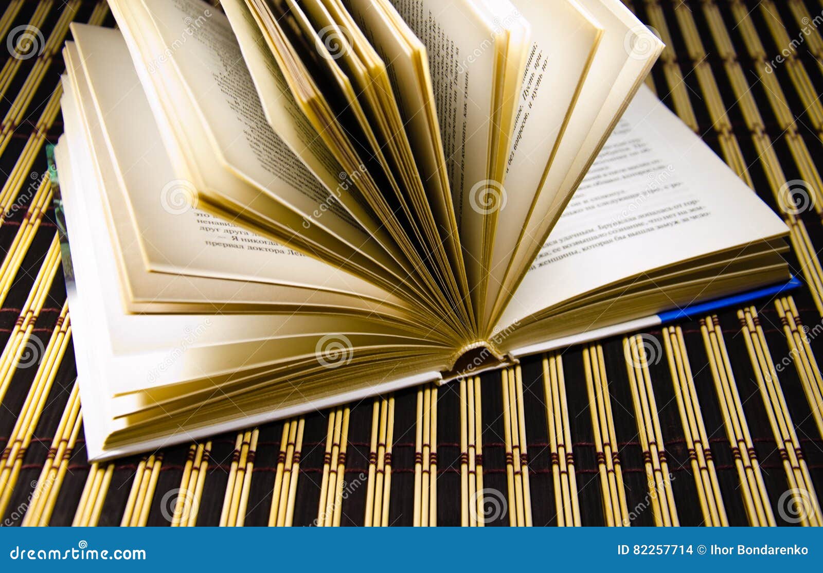 An Open Book on a Bamboo Mat Stock Photo - Image of dark, intelligence ...