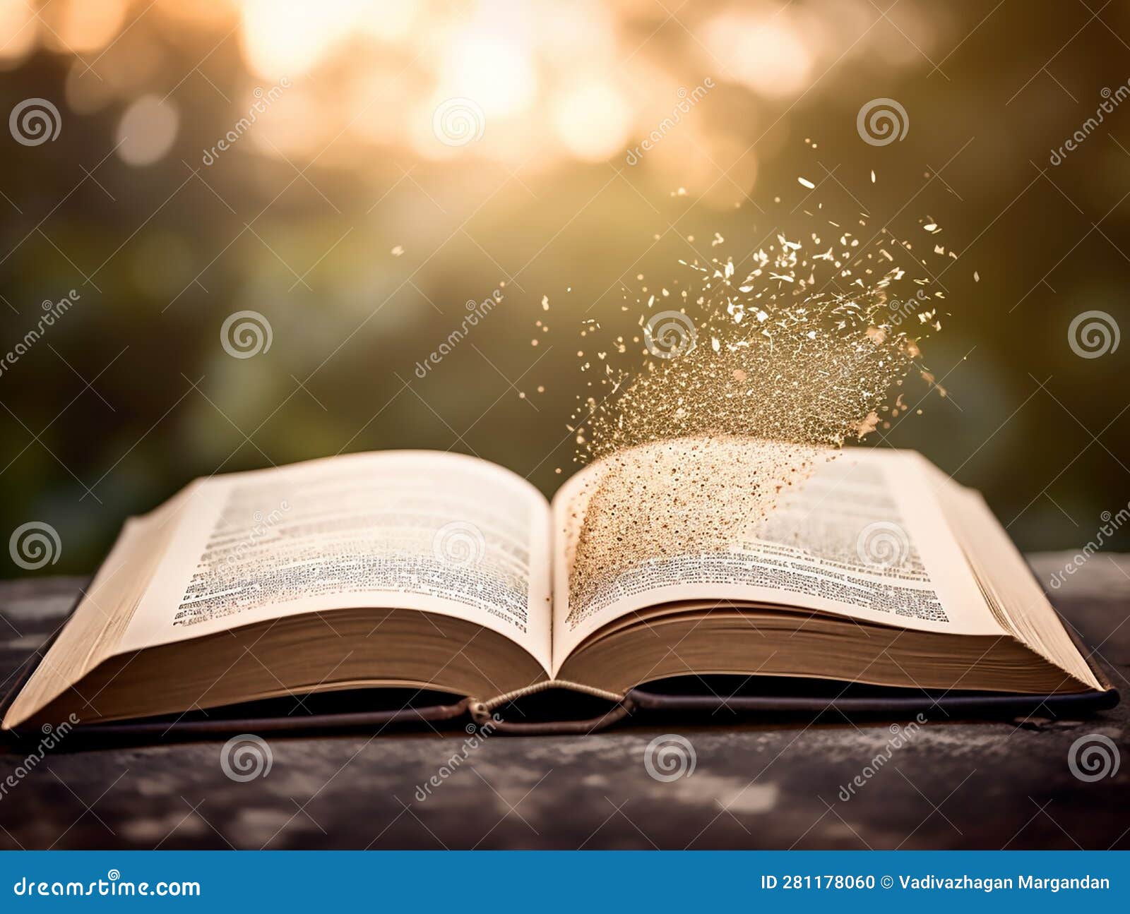 Open Book on a Bench in Park Stock Illustration - Illustration of ...