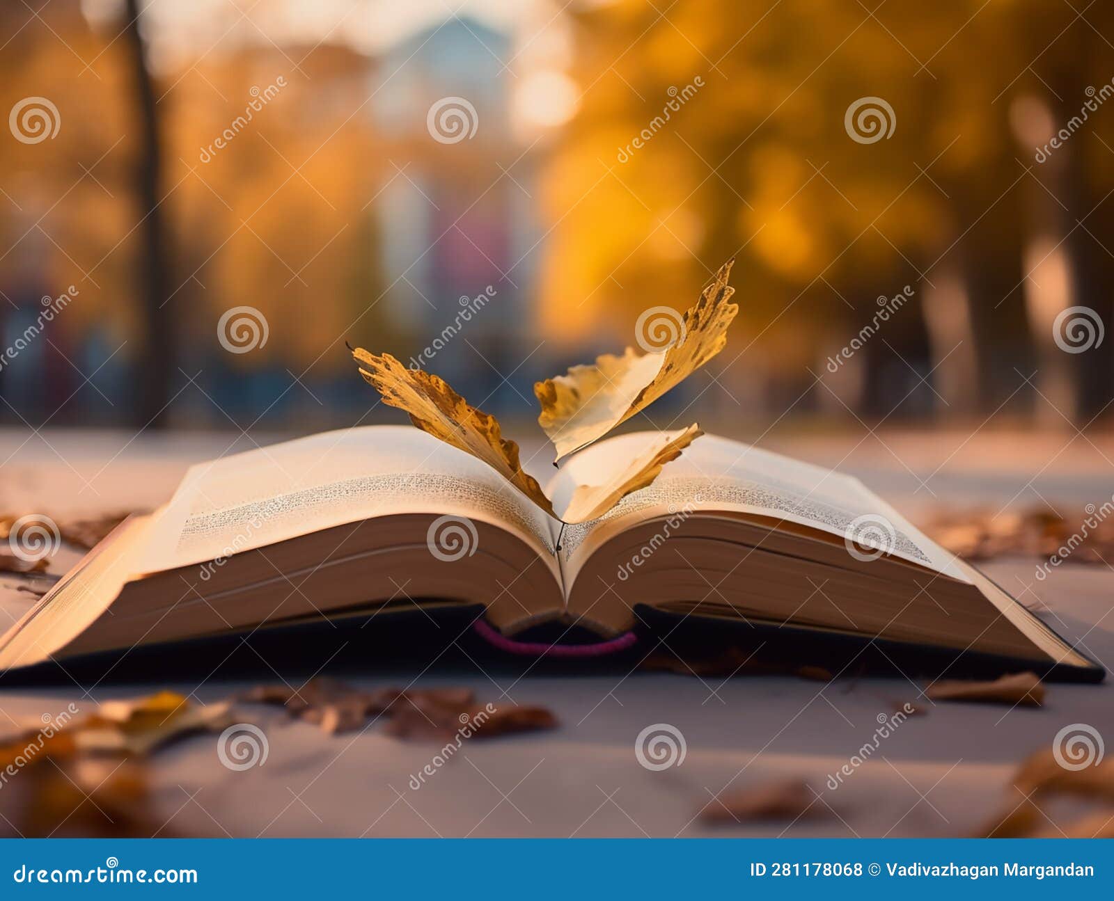 Open Book on a Bench in Park Stock Illustration - Illustration of ...