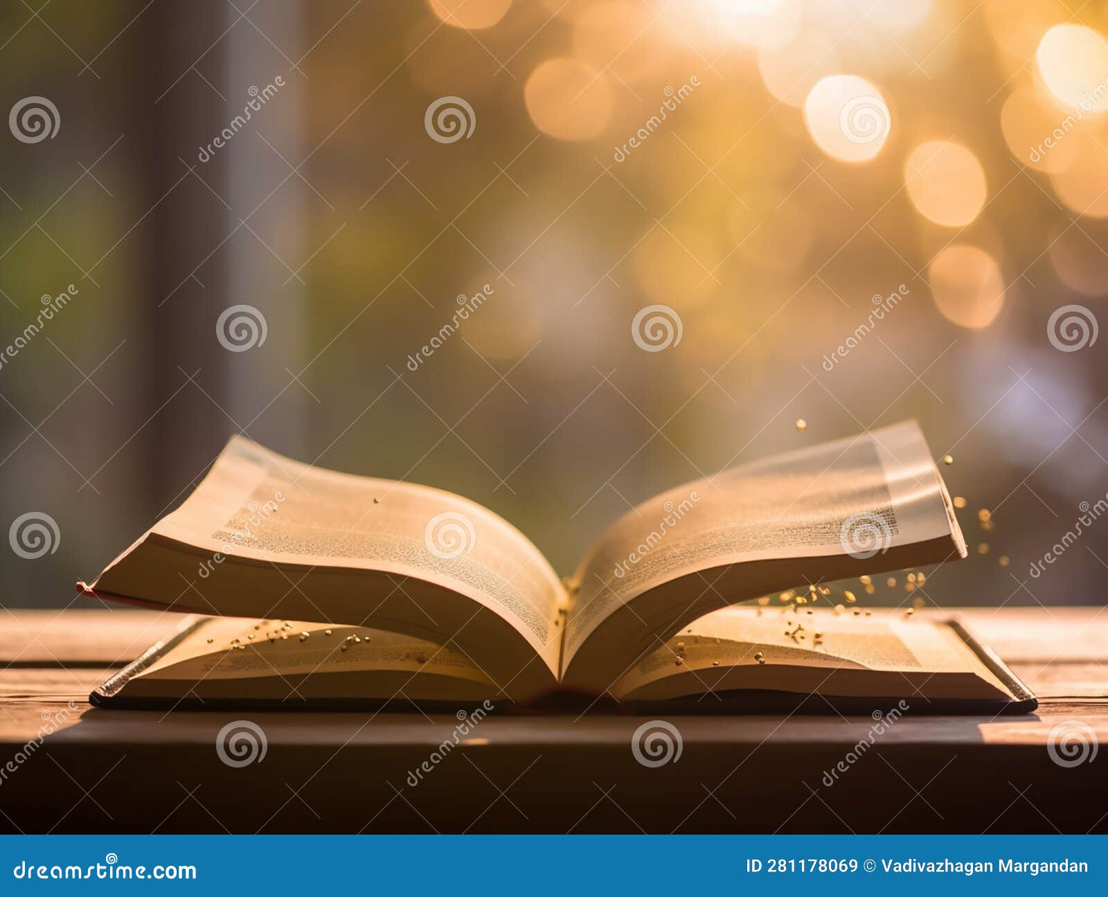 Open Book on a Bench in Park Stock Illustration - Illustration of ...