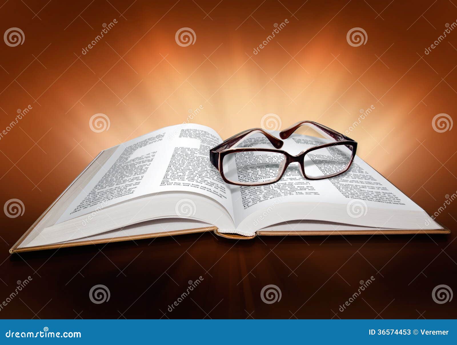 Open Book Bible with Cross and Glasses Stock Image - Image of ...