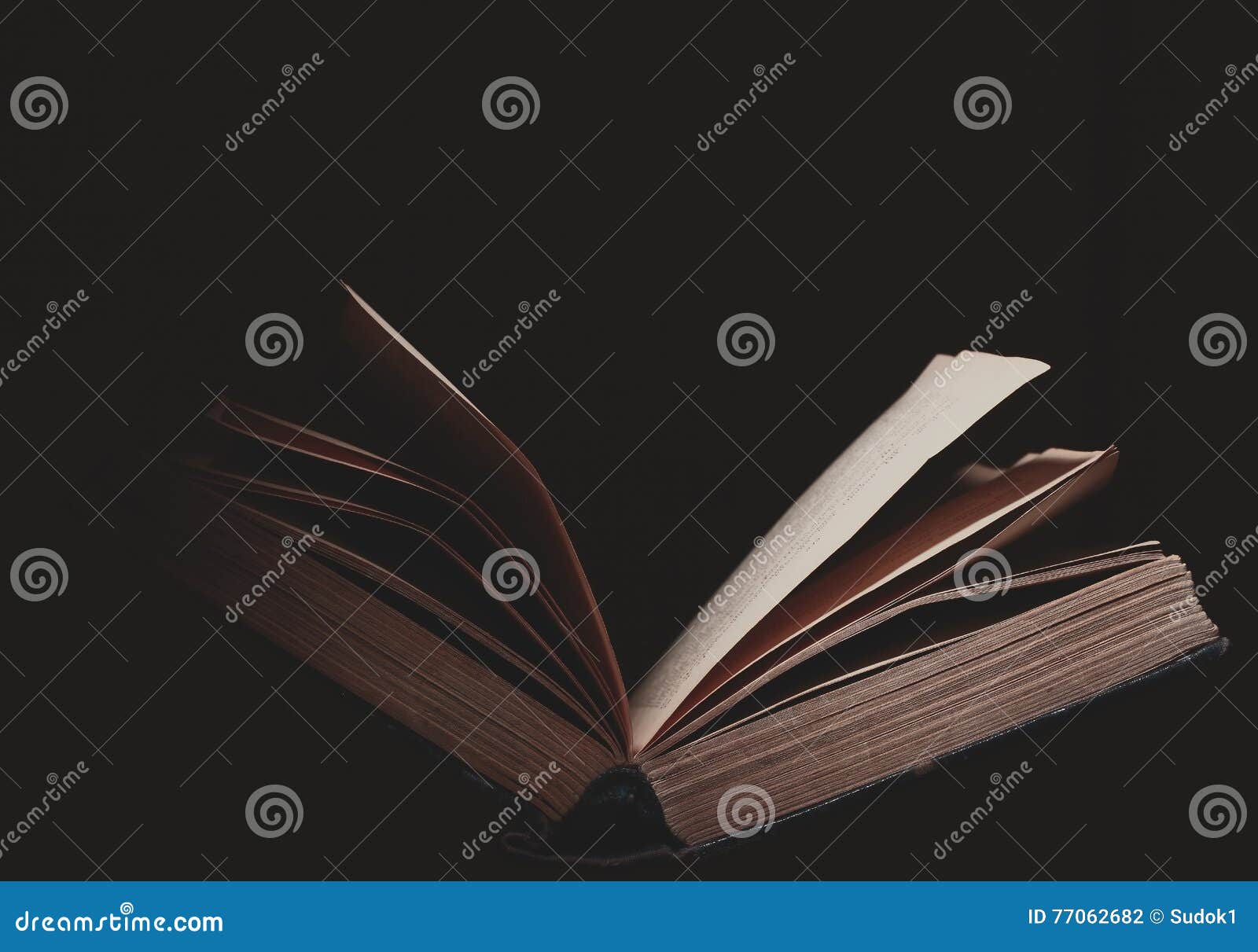 Open Book on the Black Background Stock Photo - Image of dark, copy ...