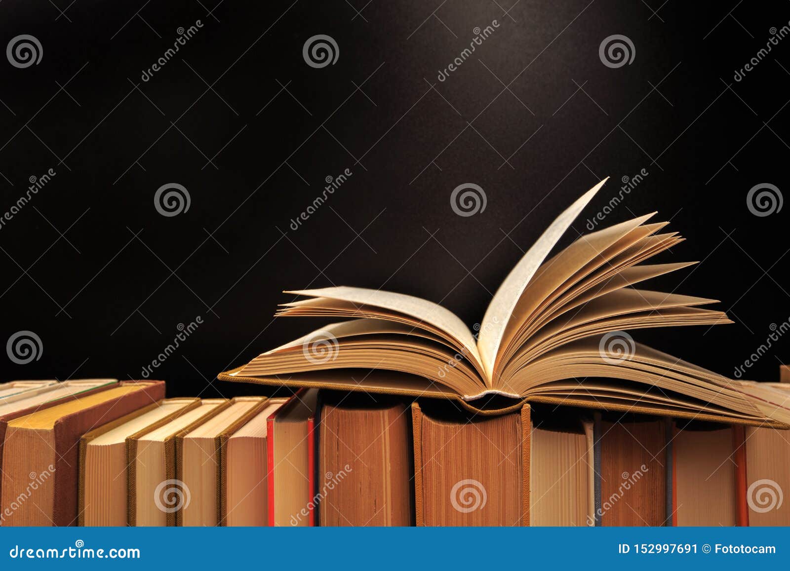 Open Book on the Blackboard Background Stock Image - Image of antique ...