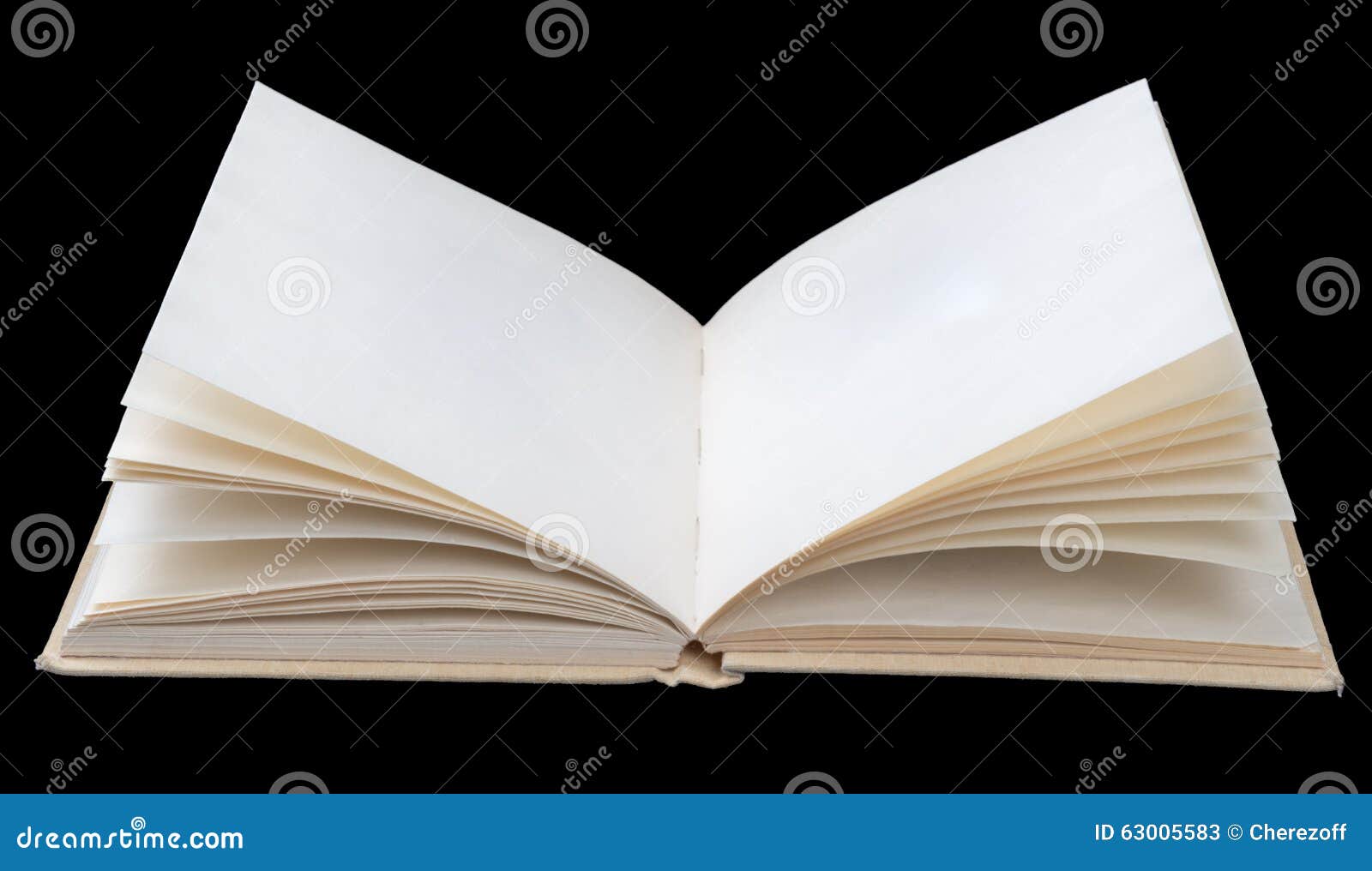 Open Book with Blank Leaves on Black Stock Image - Image of background ...