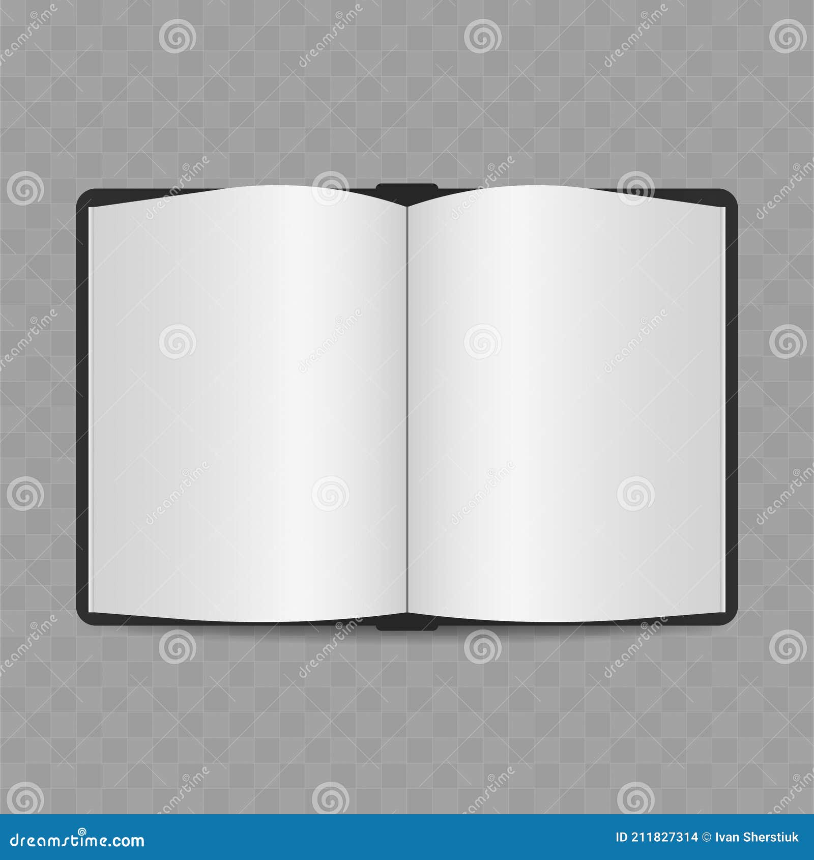 An Open Book with Blank Leaves. View from Above. Realistic Vector Stock ...