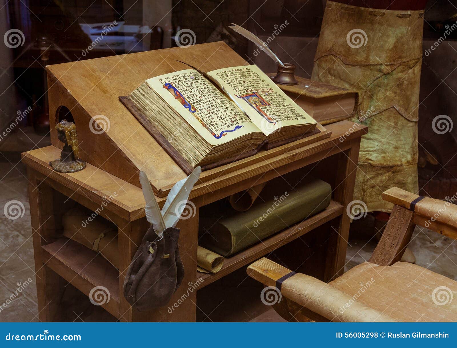 Open Book Blank on Old Wood Table Stock Photo - Image of hardcover ...