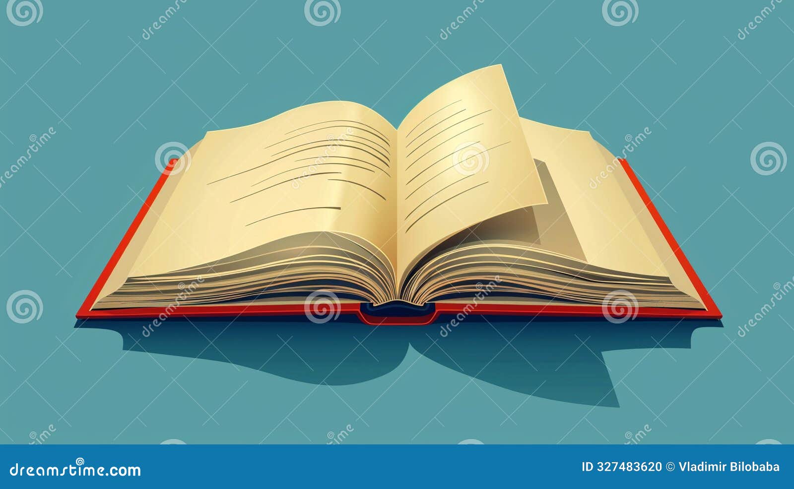 Open Book with Blank Pages on a Blue Background Stock Illustration ...