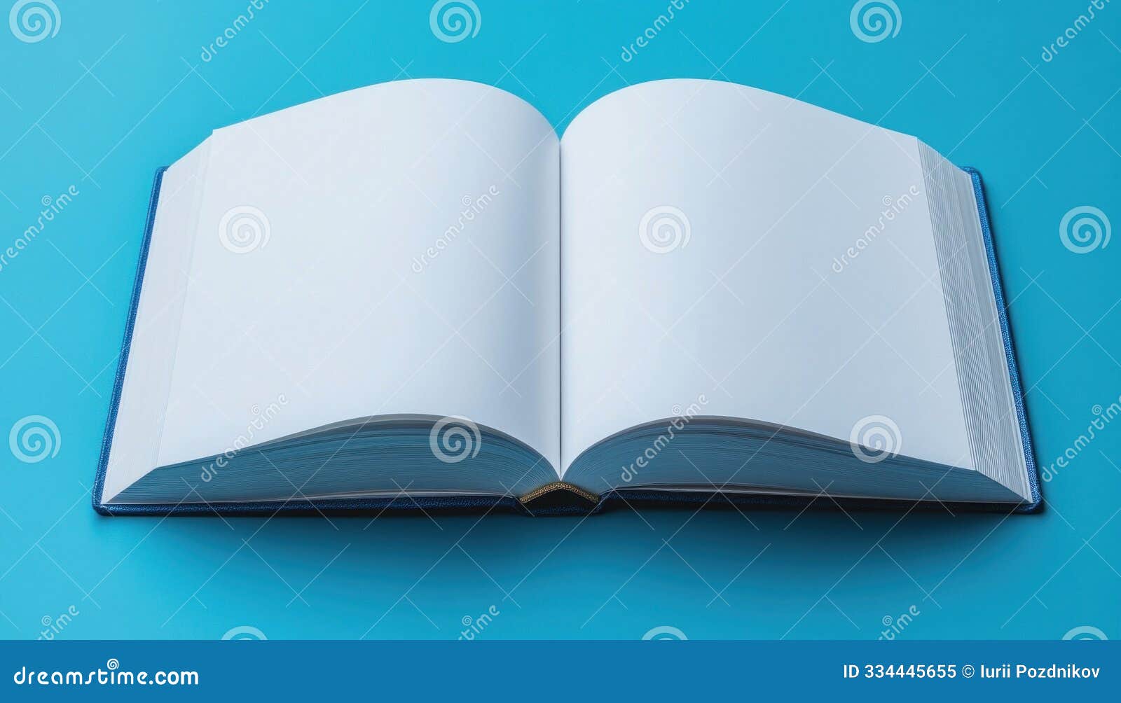 Open Book with Blank Pages on Blue Background Stock Image - Image of ...