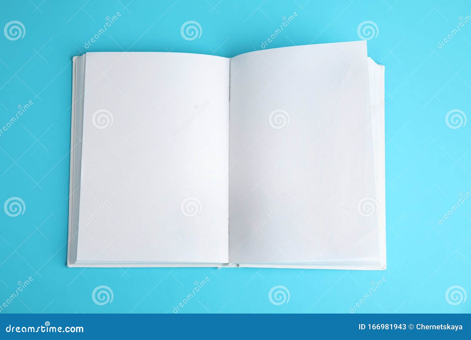 Open Book with Blank Pages on Blue Background Stock Image - Image of ...