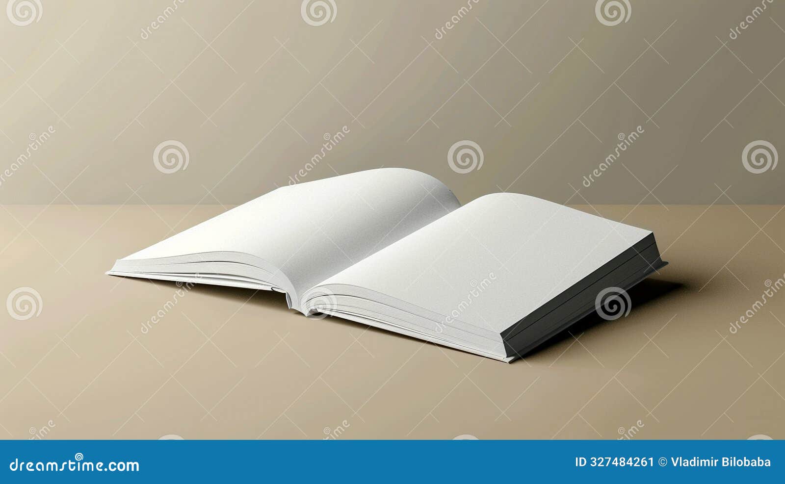 Open Book with Blank Pages on a Tan Surface Stock Illustration ...