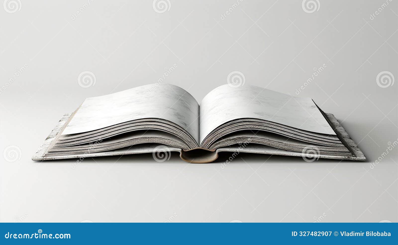 An Open Book with Blank Pages on a White Surface Stock Illustration ...