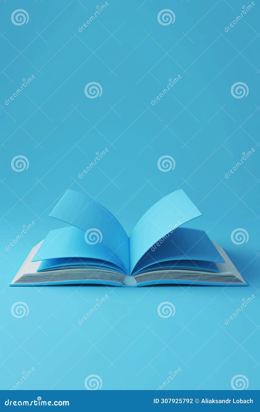 An Open Book on a Blue Background. the Concept of Knowledge Stock Photo ...