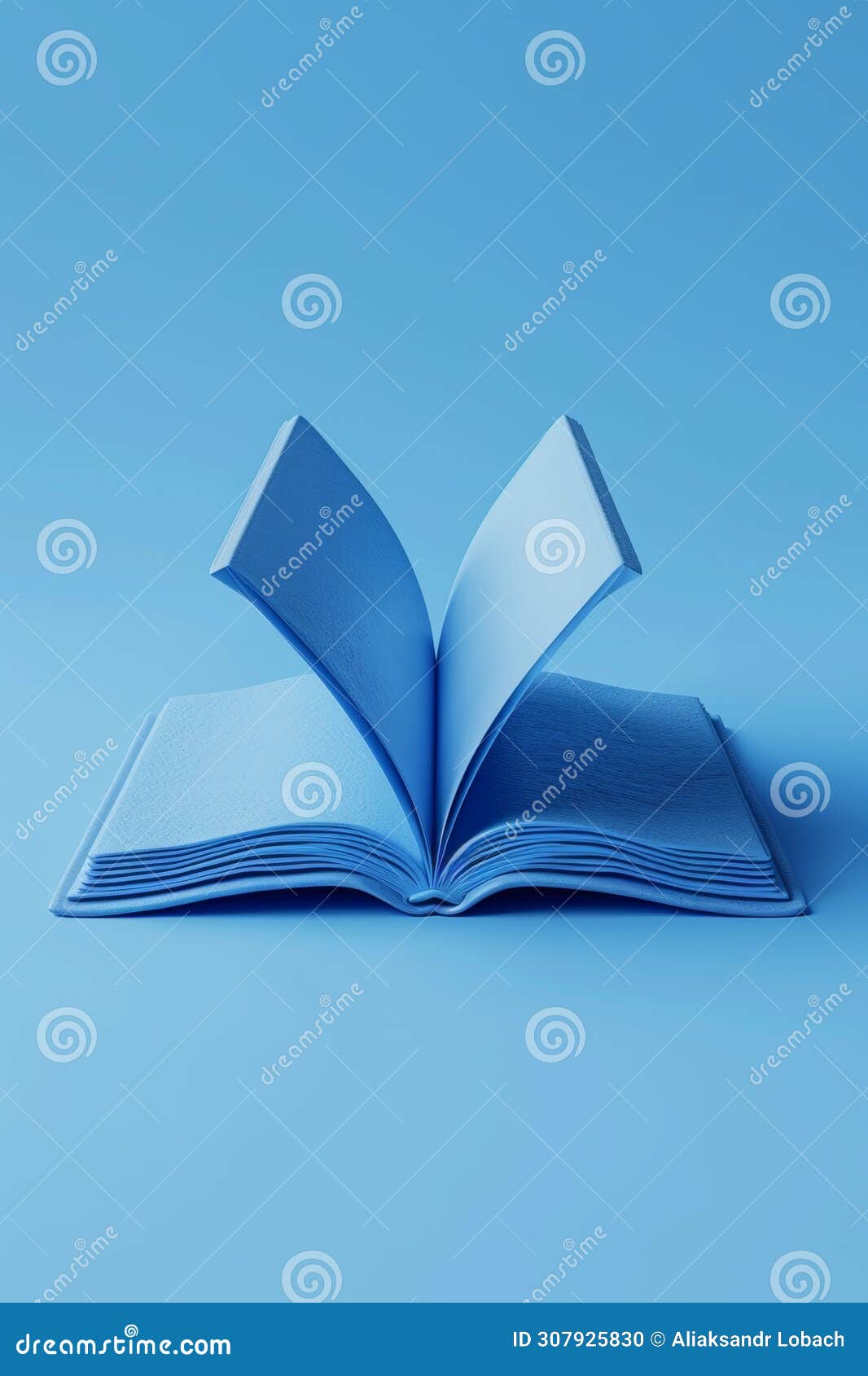 An Open Book on a Blue Background. the Concept of Knowledge Stock Photo ...