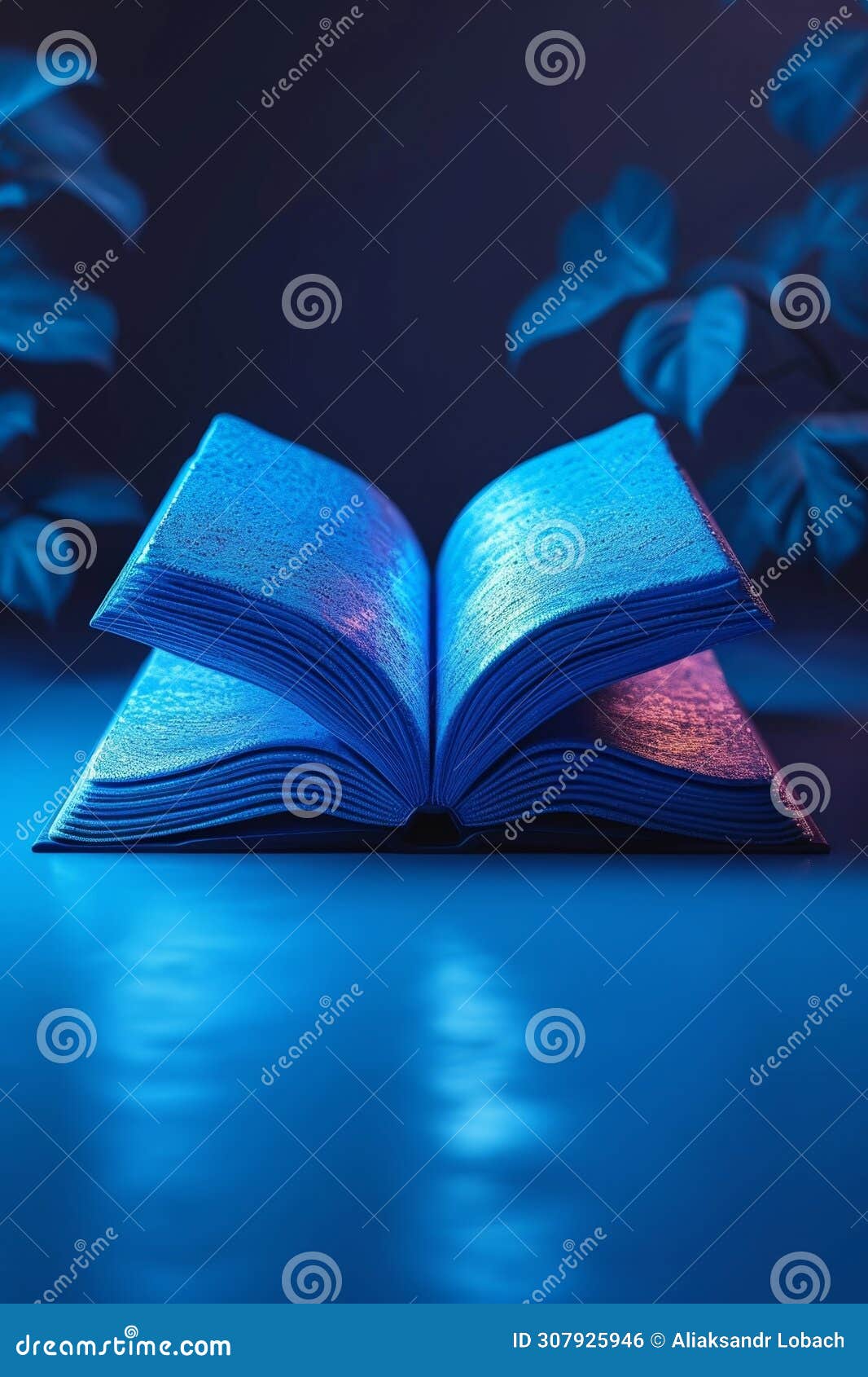 An Open Book on a Blue Background. the Concept of Knowledge Stock Photo ...