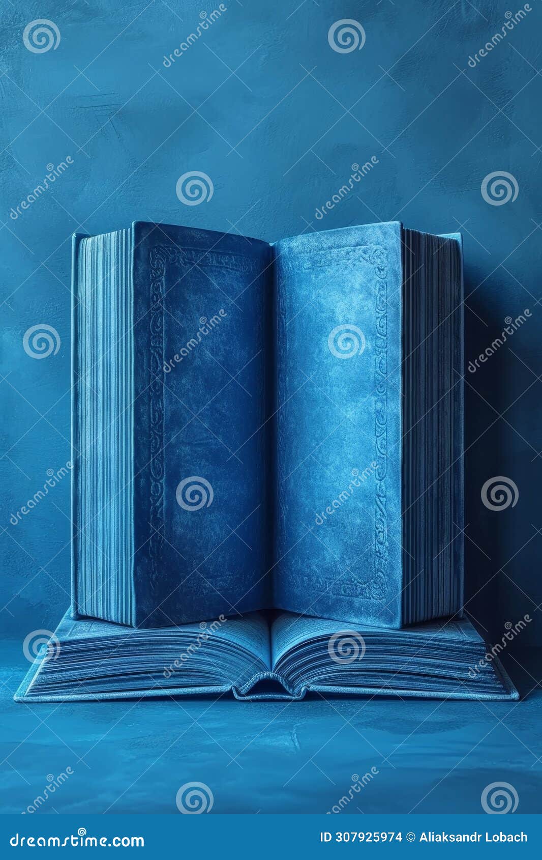 An Open Book on a Blue Background. the Concept of Knowledge Stock Photo ...