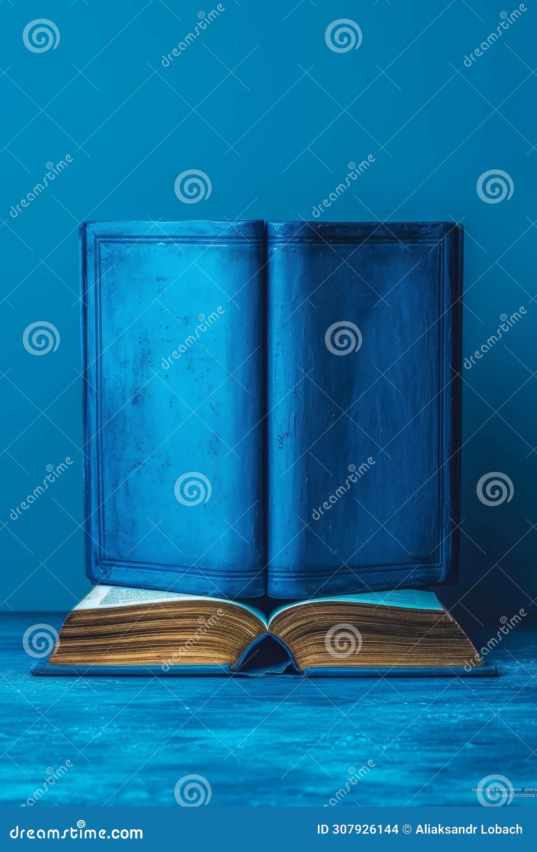 An Open Book on a Blue Background. the Concept of Knowledge Stock Photo ...