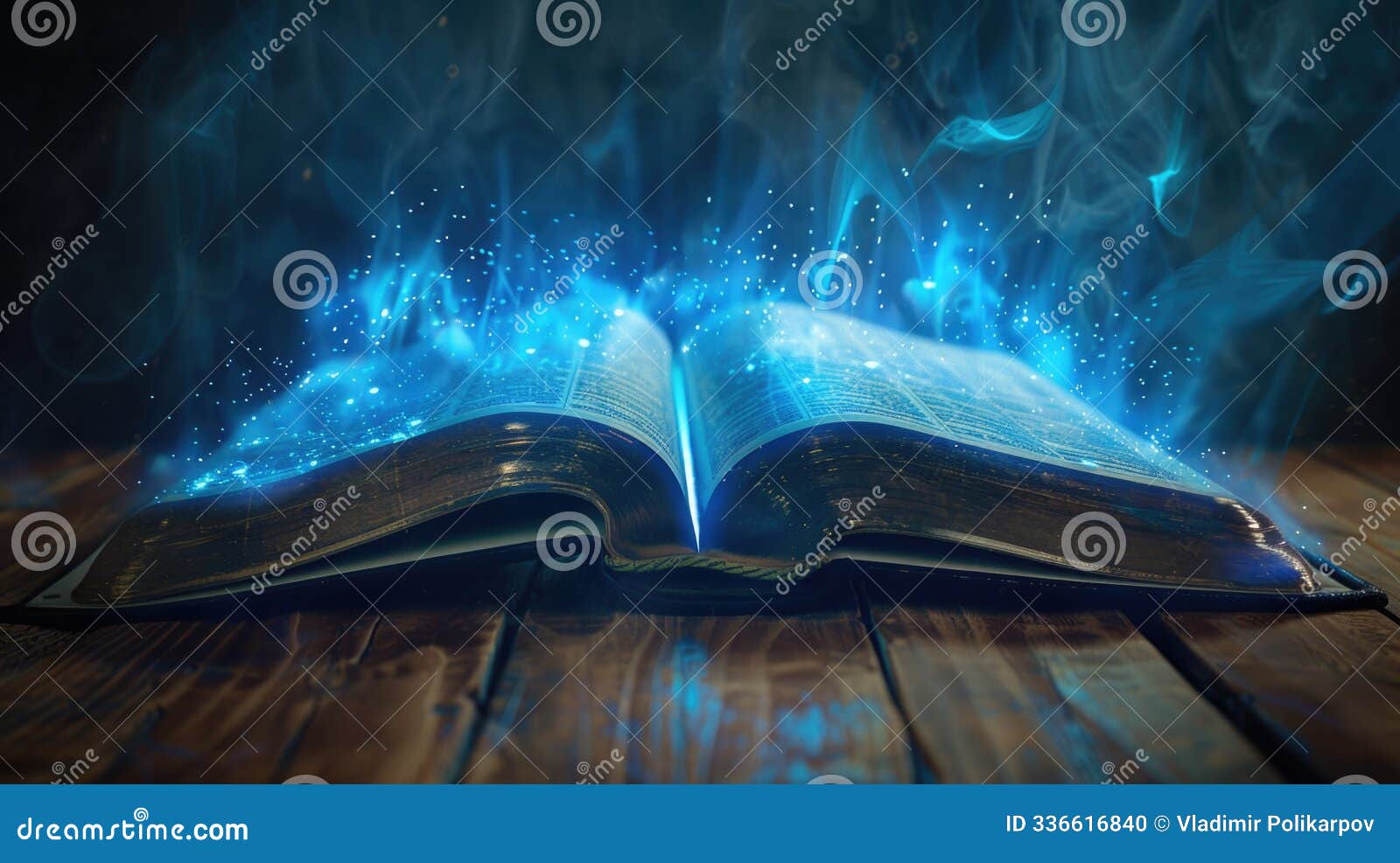 An Open Book with Blue Lights Shining from within, Suitable for ...